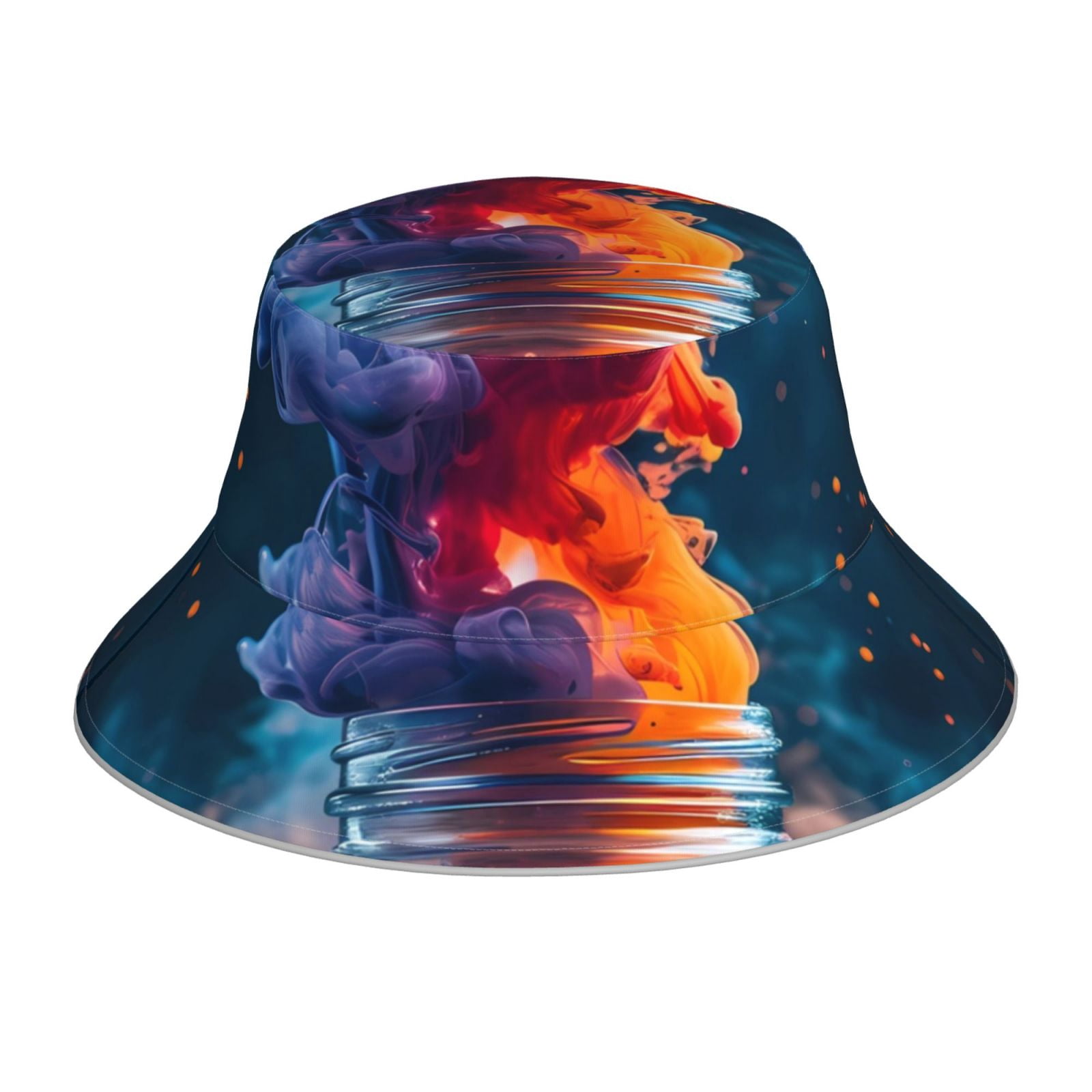 Balery Modern Art Red And Blue Colors Sun Hats for Men Women Bucket Hat ...