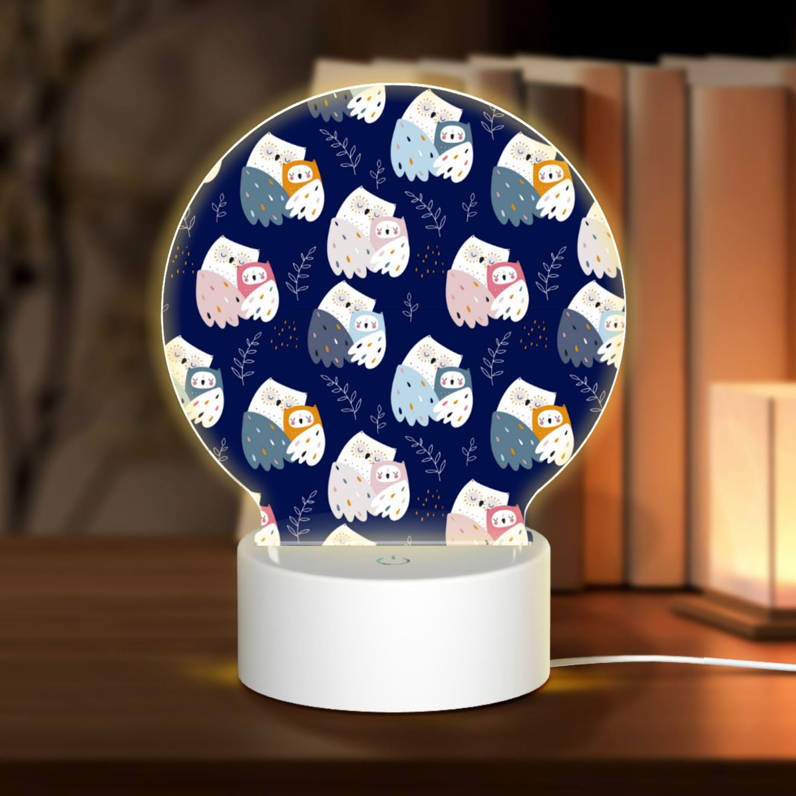 Balery Mom And Baby Owls Pattern Acrylic Night Light Gift with 3 Color ...