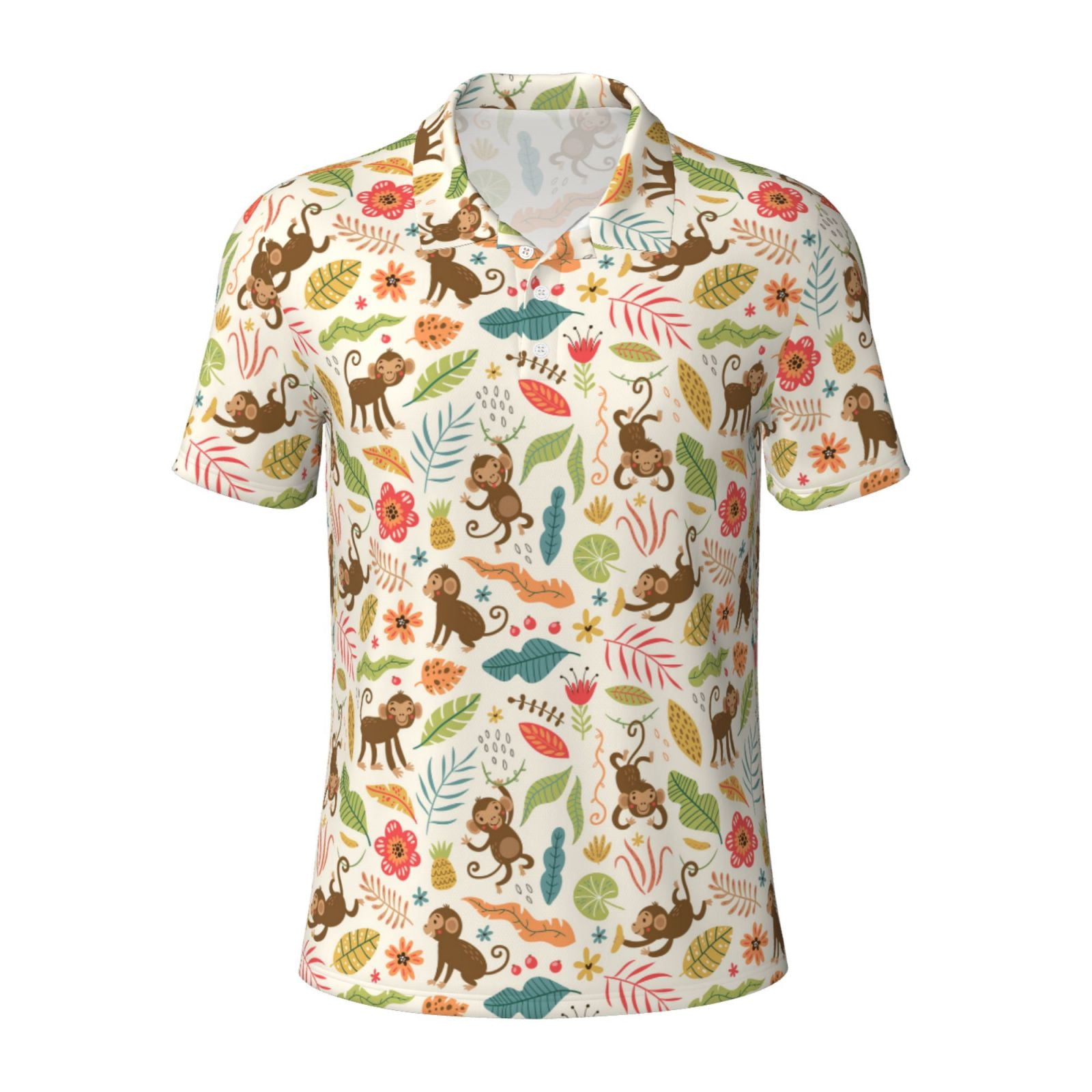 Balery Monkeys in the Jungle Printed Men’s Short Sleeve Polo Shirt ...