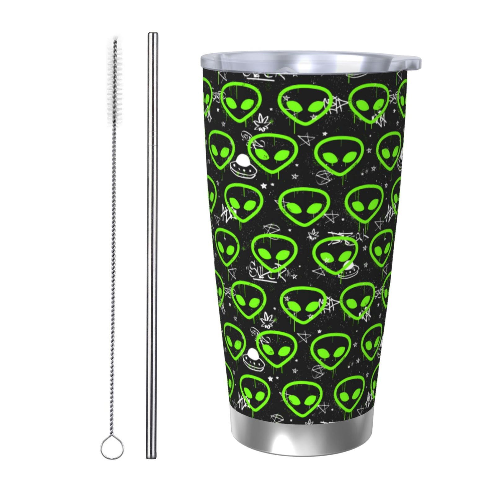 Balery Monster Neon Head Pattern 20oz Insulated Car Cup with Dual Drink ...