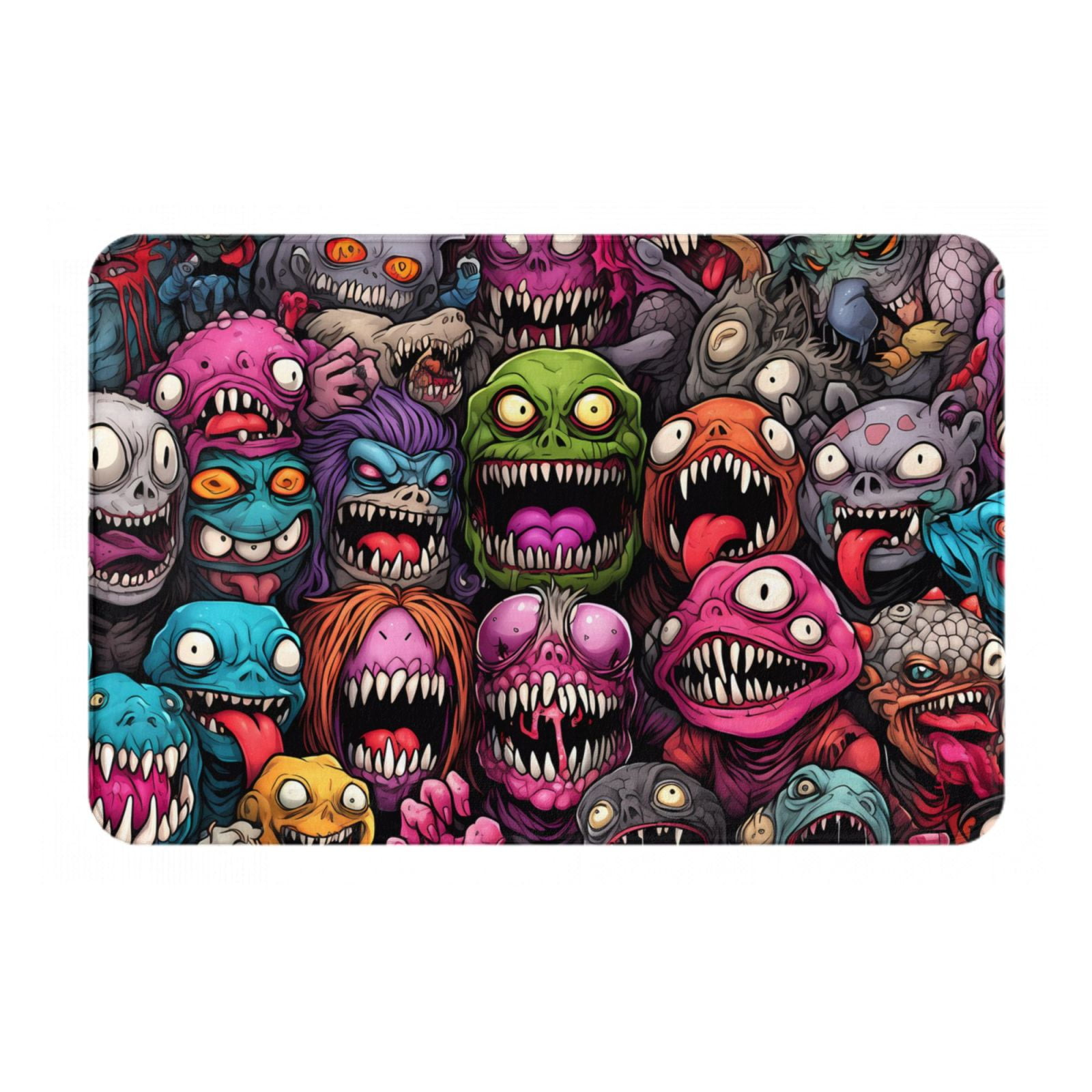 Balery Monstrous Cartoon Characters Doormat, Durable Flannel Fabric ...