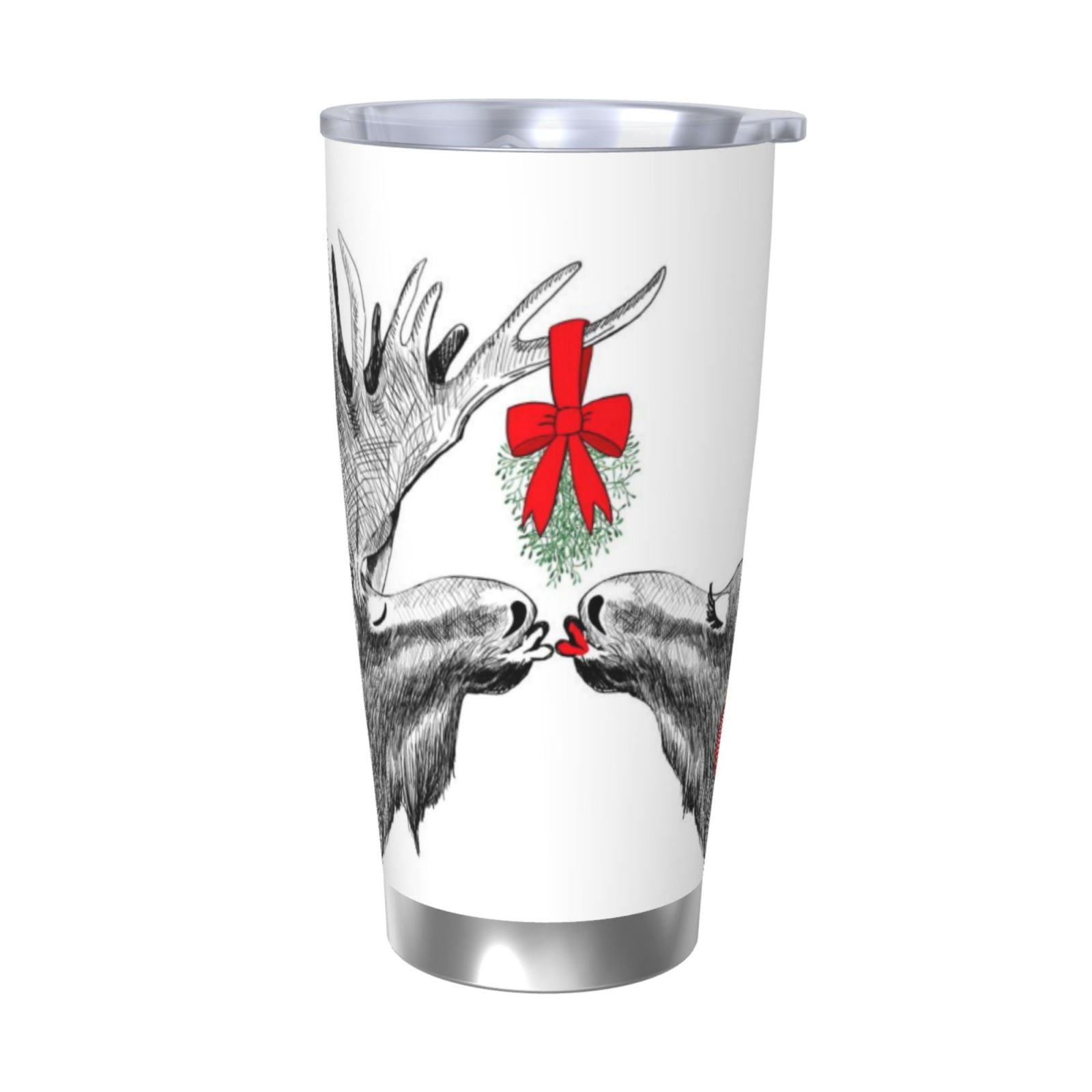 Balery Moose Kissing Under Mistletoe Pattern 20oz Insulated Car Cup ...