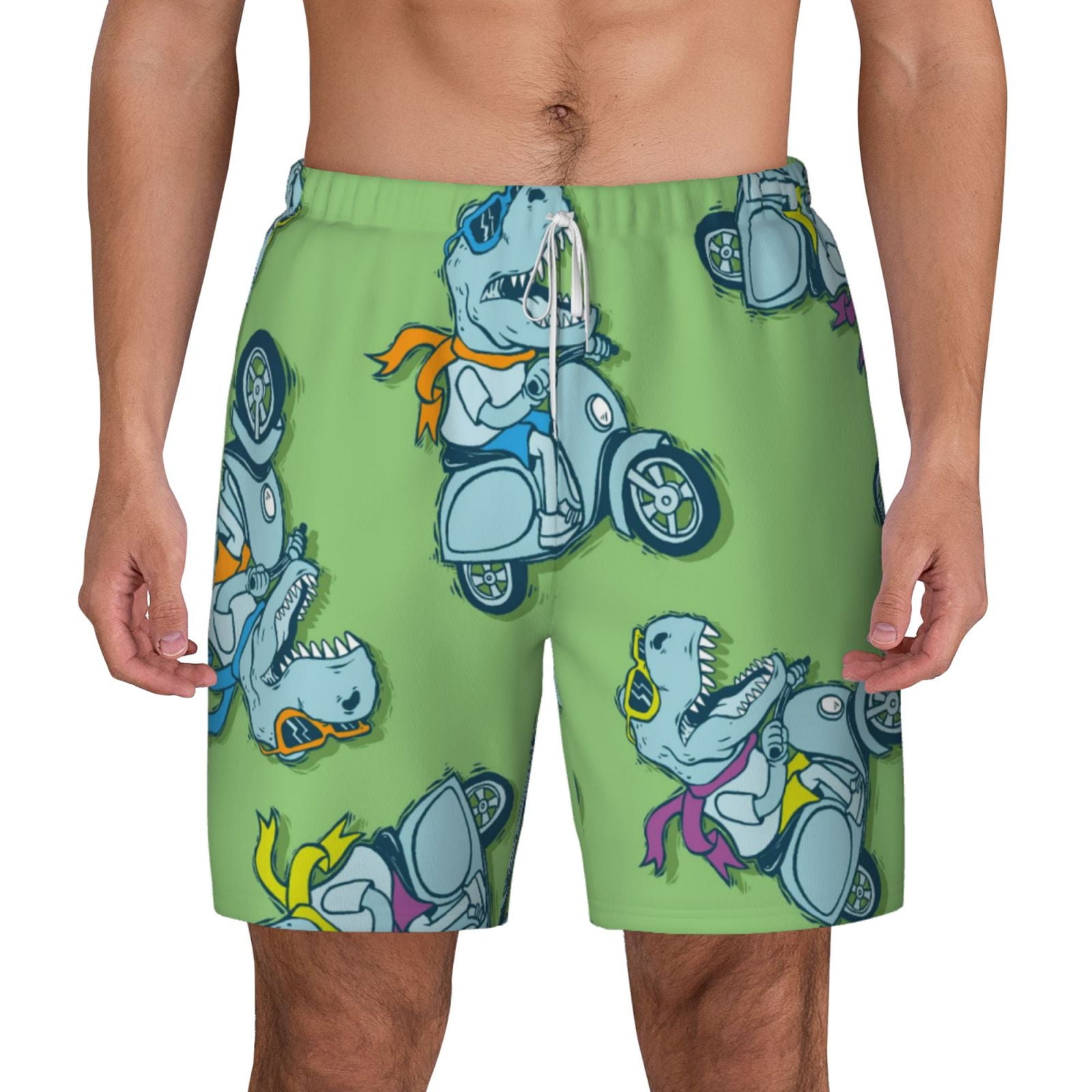 Balery Motorcycle Riding Dinosaur Mens Swim Trunks Swim Shorts for Men ...