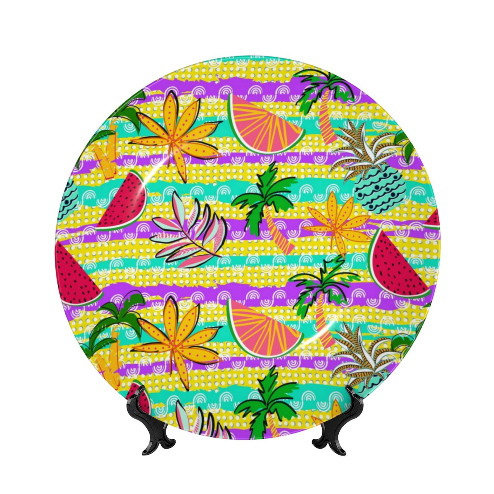 Balery Multicolored Tropical Print Bone China Decorative Plate Ceramic ...