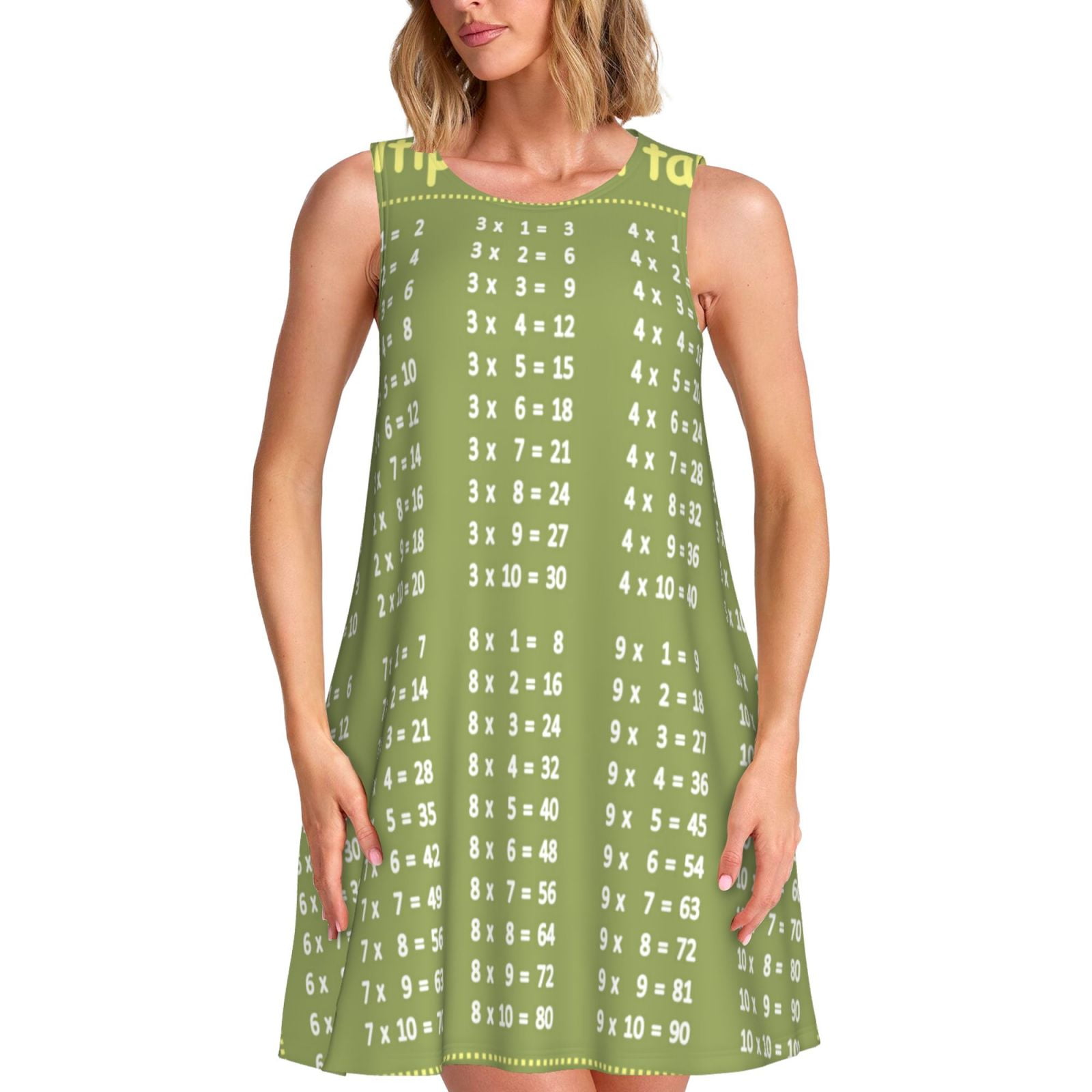 Balery Multiplication Table1 Pattern Women’s Summer Dresses – Loose ...