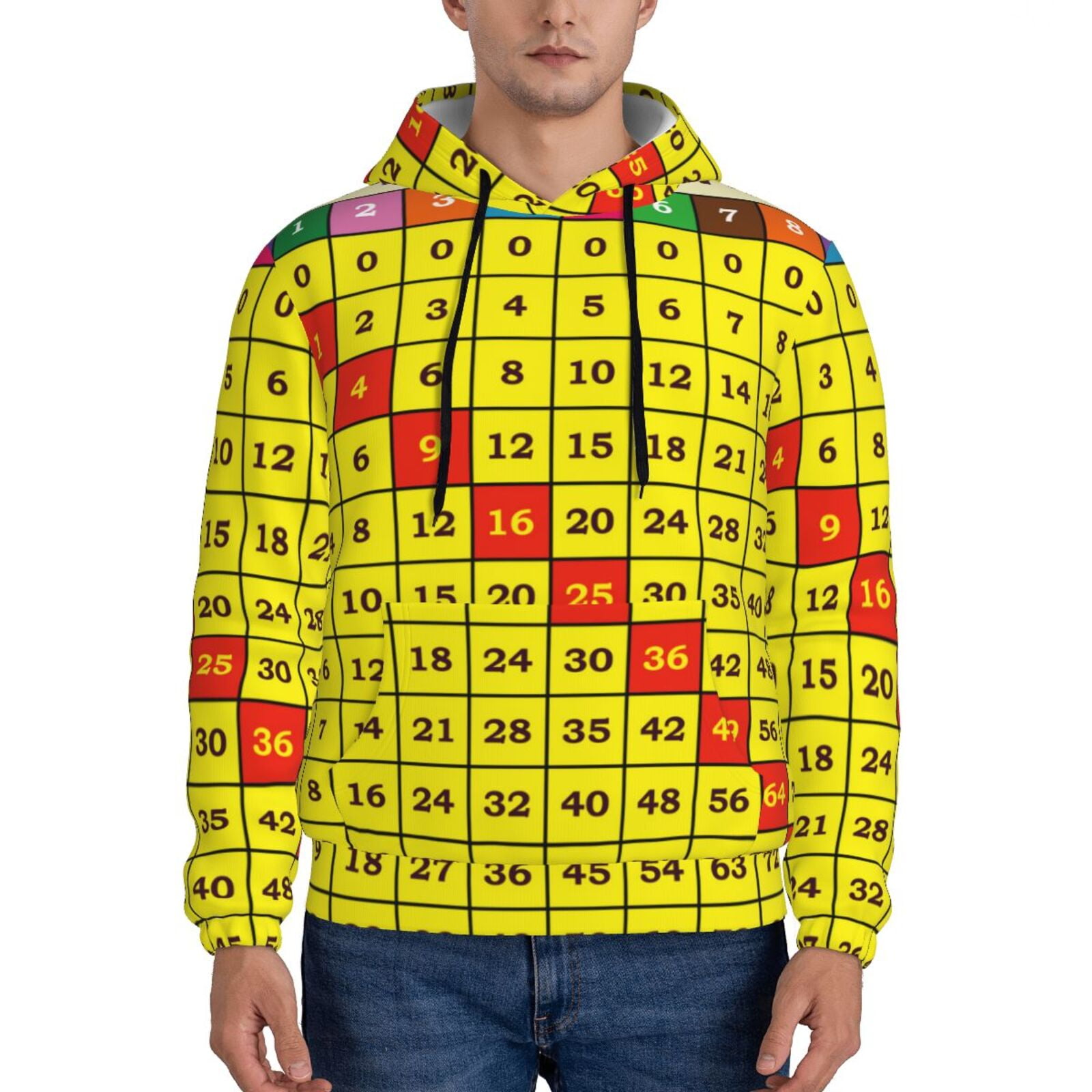 Balery Multiplication Table2 Pattern Mens Hoodie Kangaroo Pocket Hoodie ...