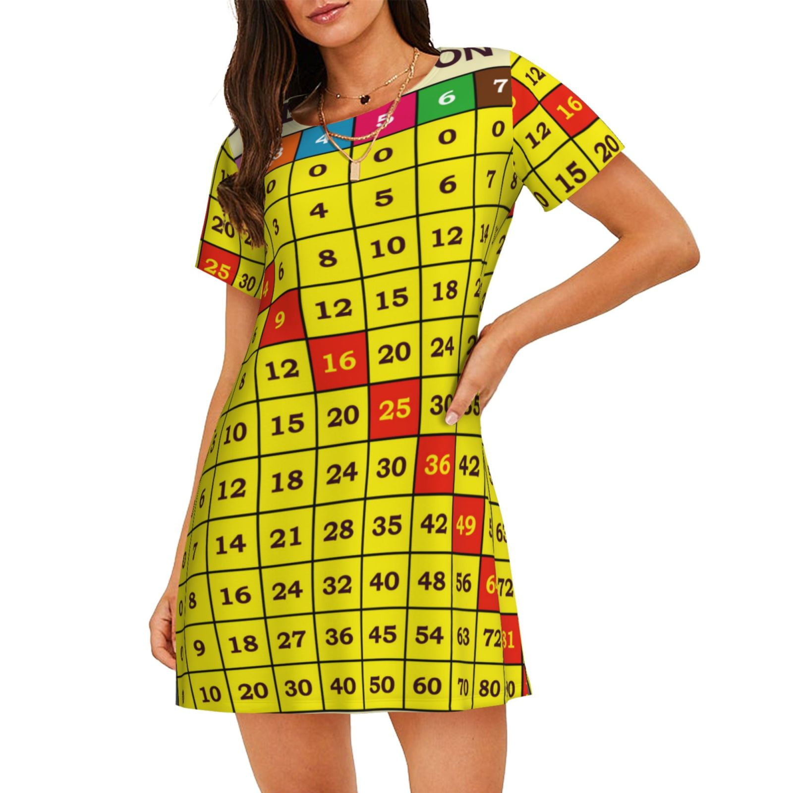 Balery Multiplication Table2 Pattern Womens Short Sleeve Sleepshirt ...