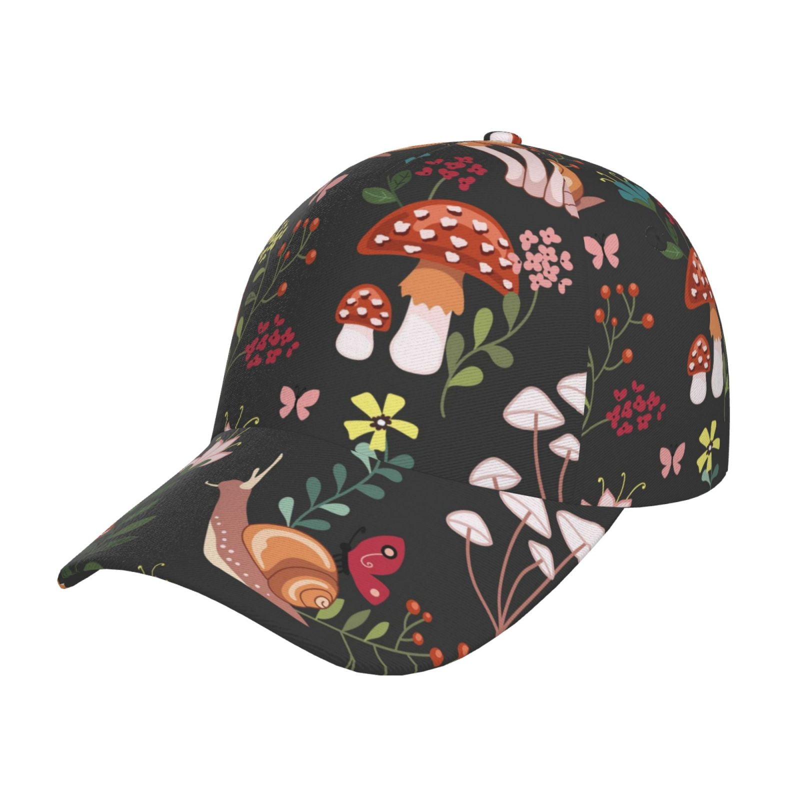 Balery Mushroom With Snails Baseball Cap For Women Men,Adjustable Size ...