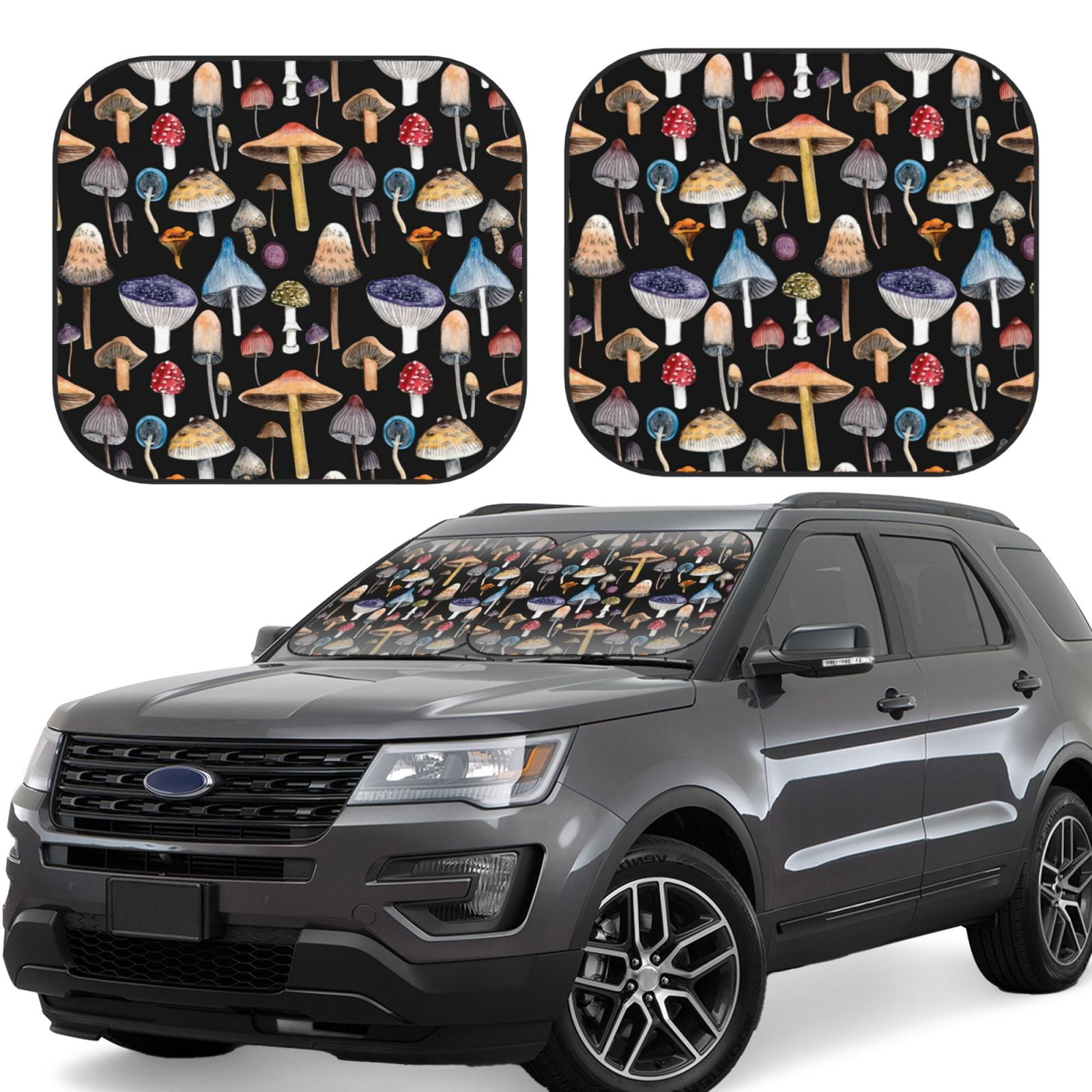 Balery Mushrooms And Autumn Leaves Sun Shield 2 Pack For Car Front ...