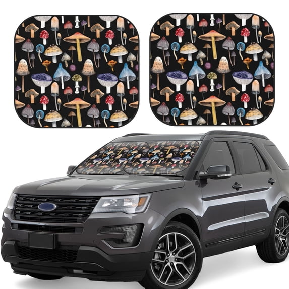 Balery Mushrooms And Autumn Leaves Sun Shield 2 Pack For Car Front ...