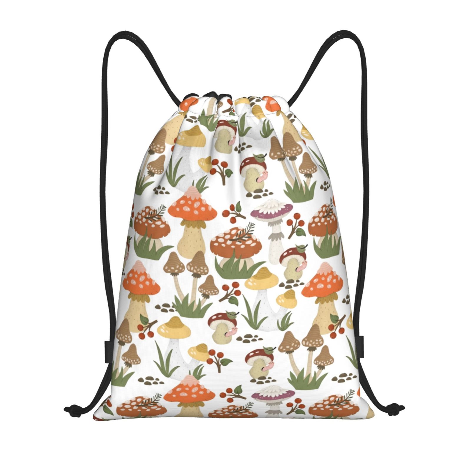 Balery Mushrooms Pattern Drawstring Backpack Bag Sport Gym Sackpack ...