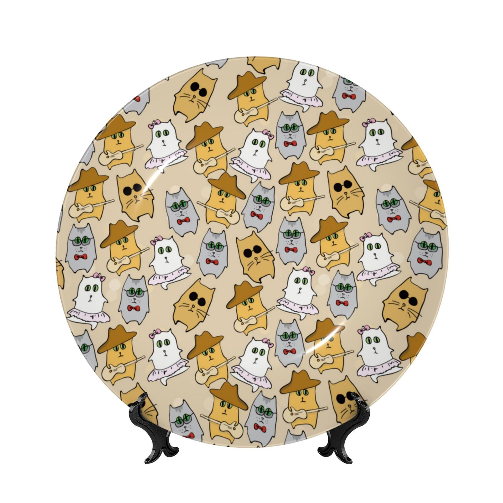 Balery Music Dancing Cat Print Bone China Decorative Plate Ceramic ...