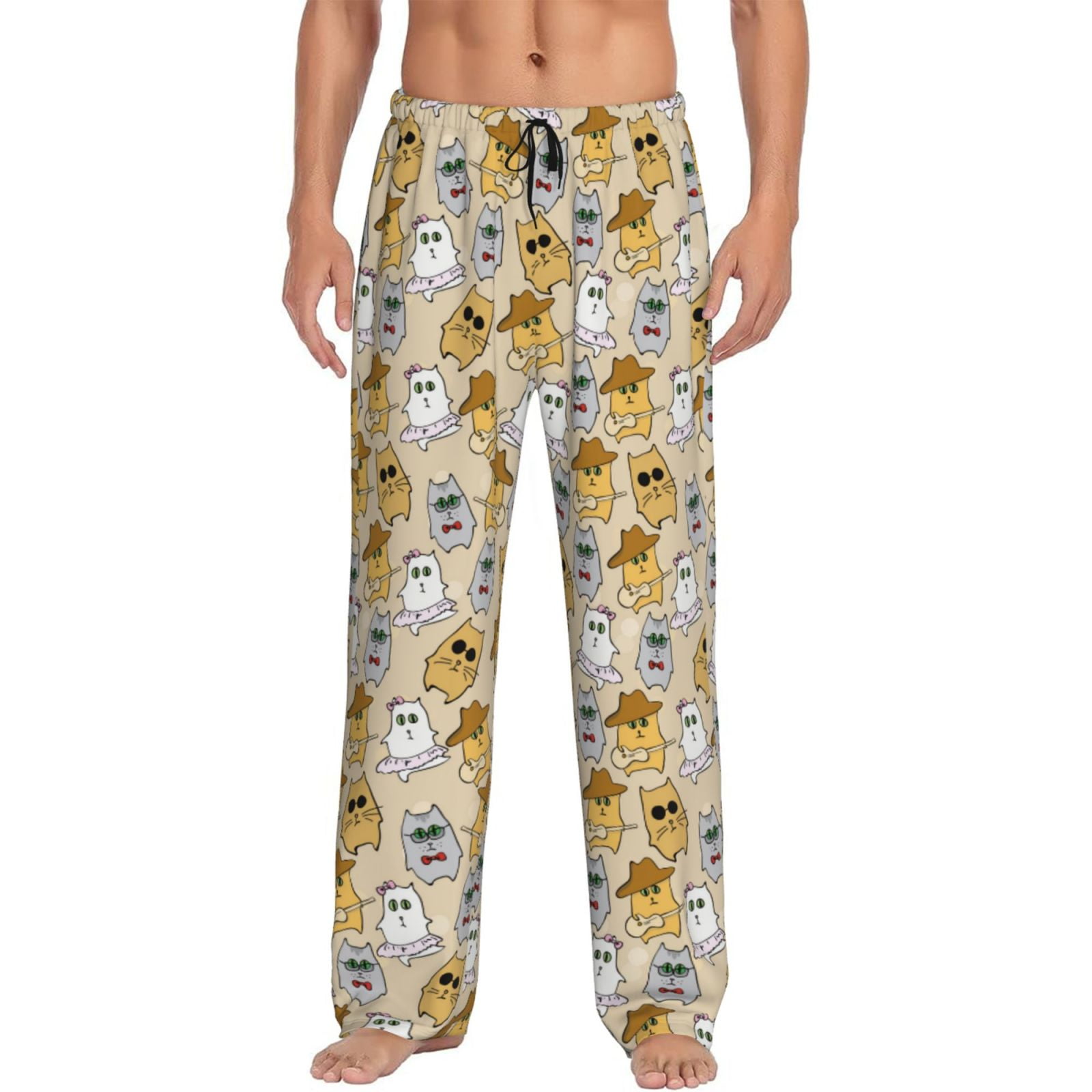 Balery Music Dancing Cat print Men's Pajama Pants,Ultra Lightweight Pjs ...