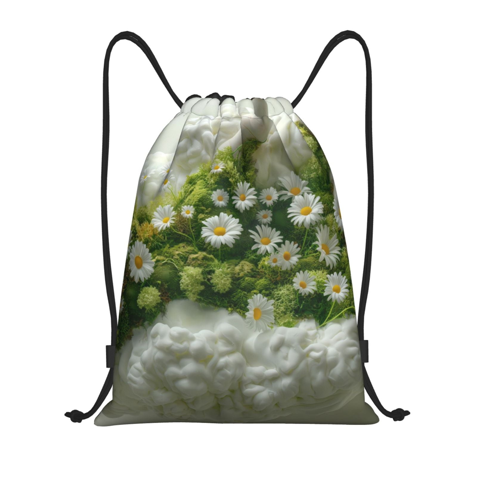Balery Nature Hand Daisies Art Pattern Drawstring Backpack Bag Sport ...