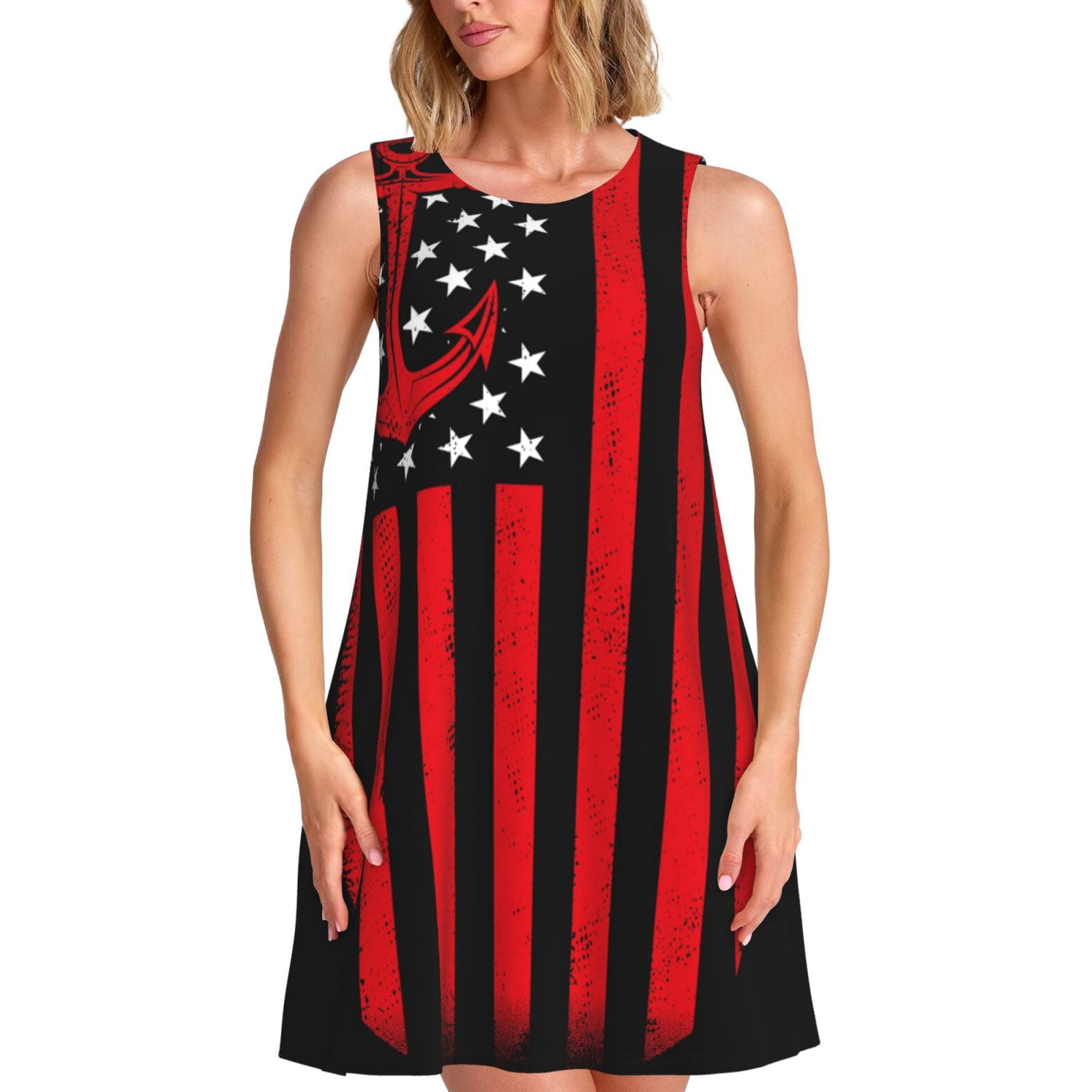 Balery Nautical American Flag Pattern Women’s Summer Dresses – Loose ...