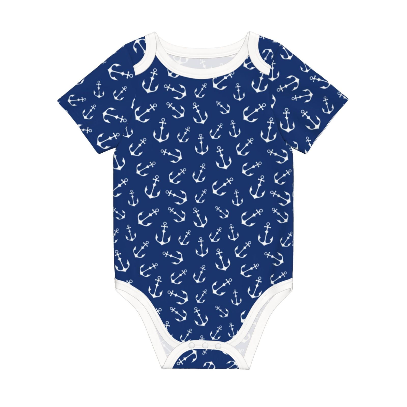 Balery Nautical Anchors Pattern Baby Climbing Clothes Infant Bodysuit ...