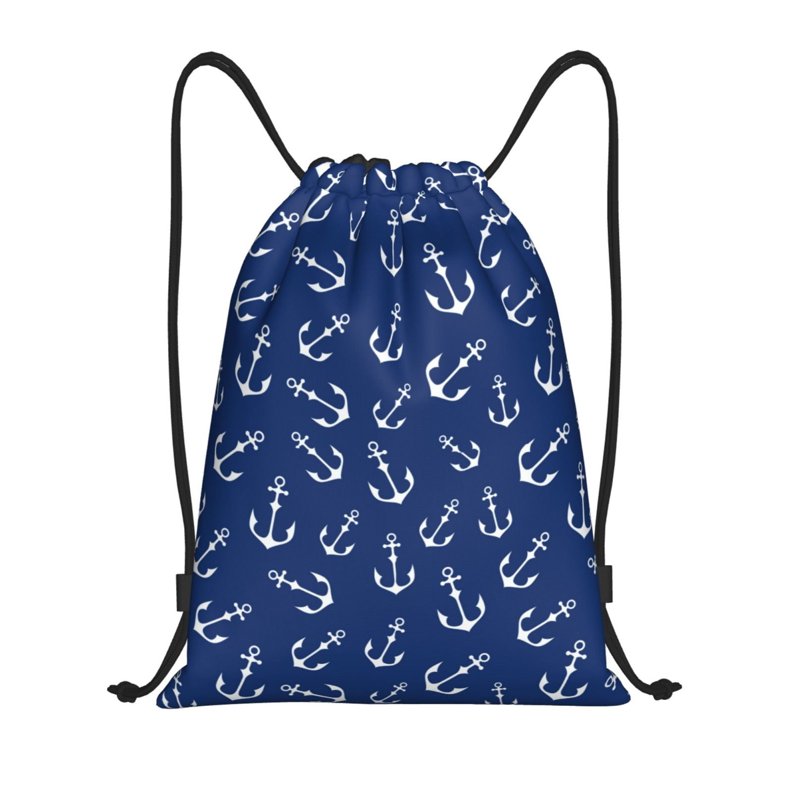 Balery Nautical Anchors Pattern Drawstring Backpack Bag Sport Gym ...