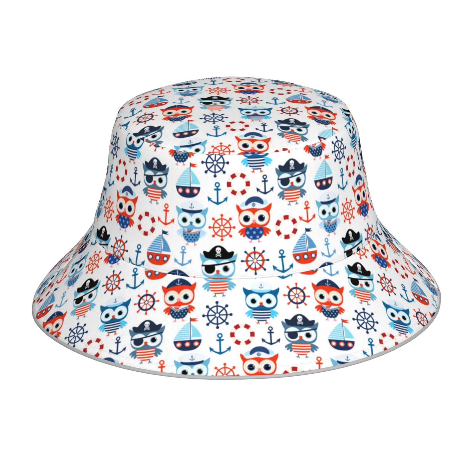 Balery Nautical And Pirate Owls Sun Hats for Men Women Bucket Hat UPF ...