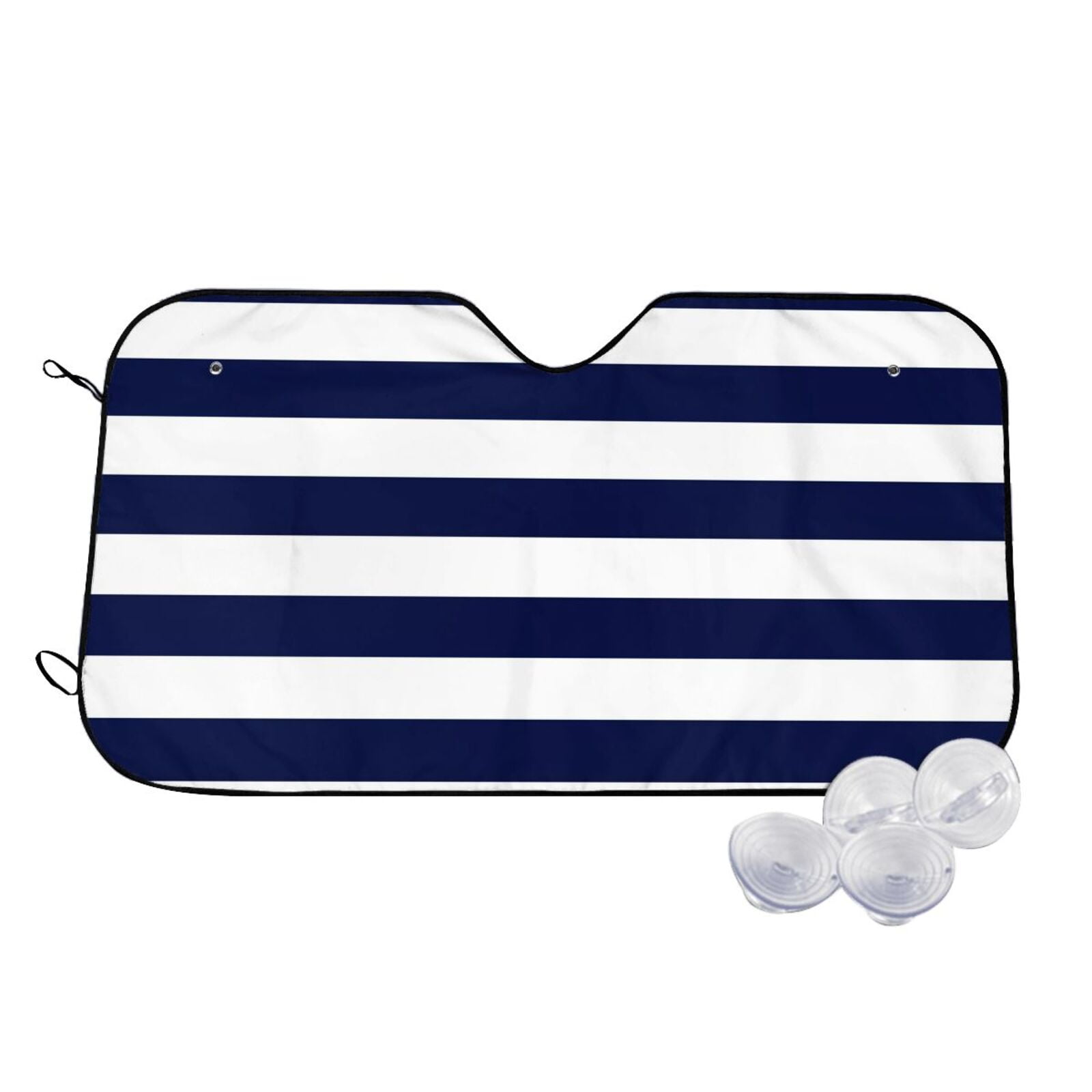 Balery Navy Blue And White Stripes Print Car Windshield Sun Shade ...