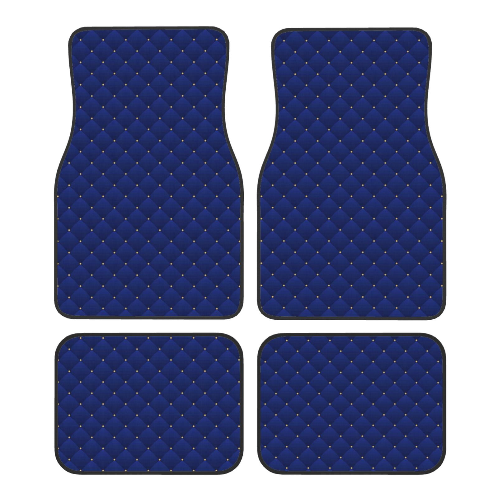 Balery Navy Blue Pattern 4-Piece Floor Mats, Heavy-Duty Rubber Liners ...