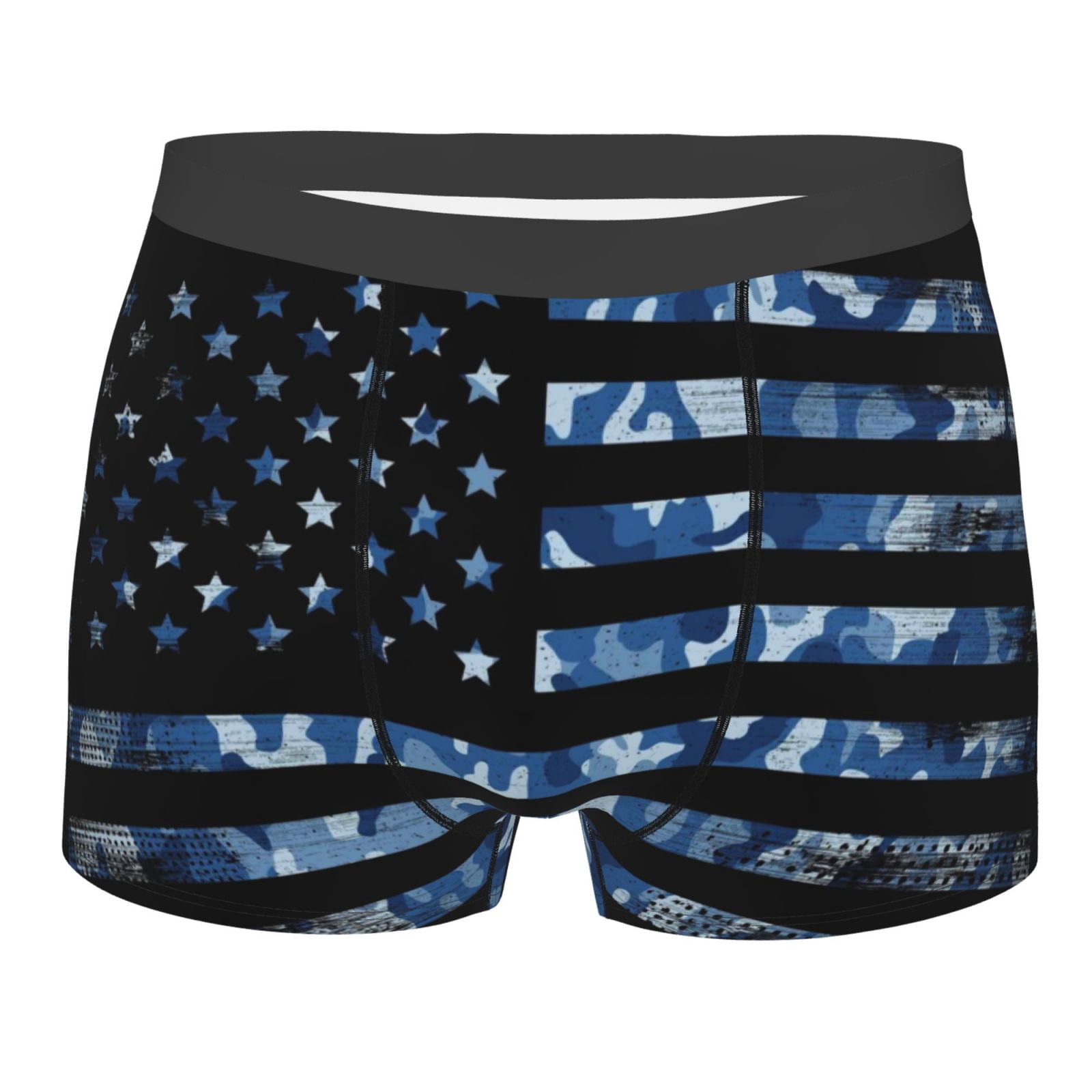 Balery Navy Camouflage American Flag Men's Boxer Briefs, Soft and ...