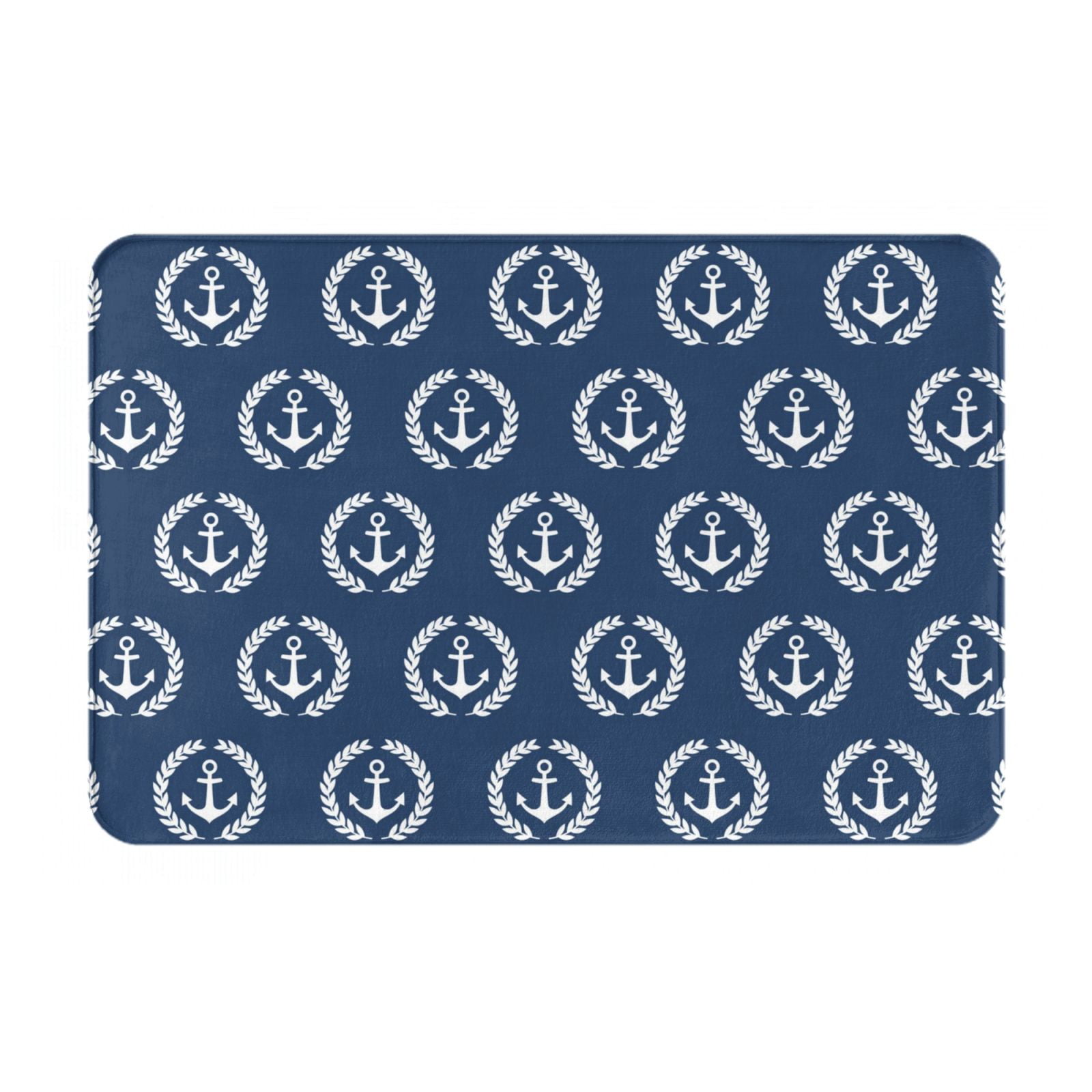 Balery Navy Nautical Doormat, Durable Flannel Fabric, Waterproof Stain ...