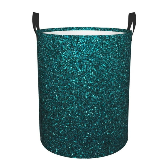 Balery Navy blue sparkling Pattern Round Laundry Basket with Handles ...
