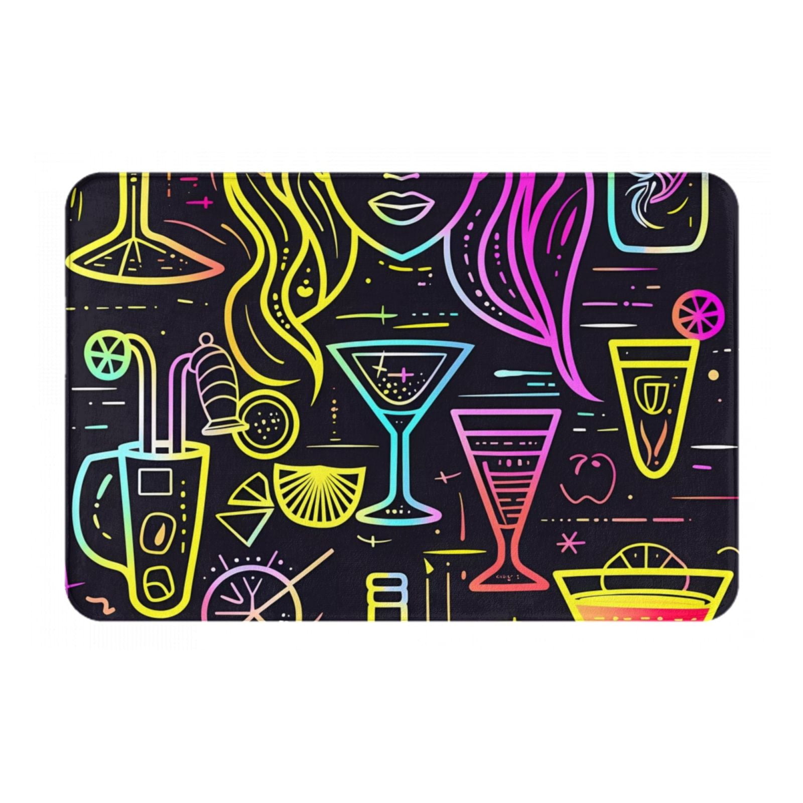 Balery Neon Bar Drinks Doormat, Durable Flannel Fabric, Waterproof ...