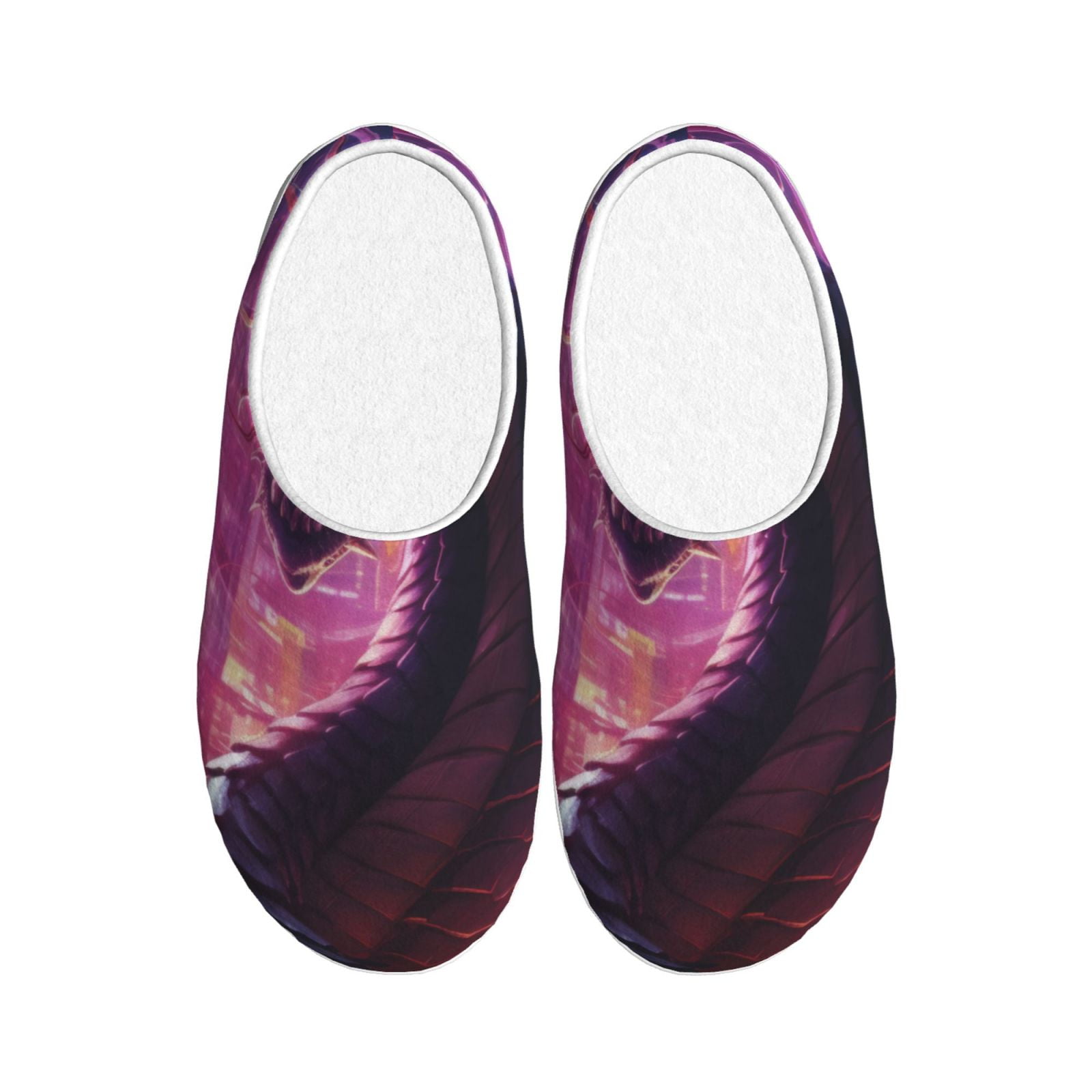 Balery Neon Futuristic Dragon Pattern Women's Fuzzy Memory Foam ...