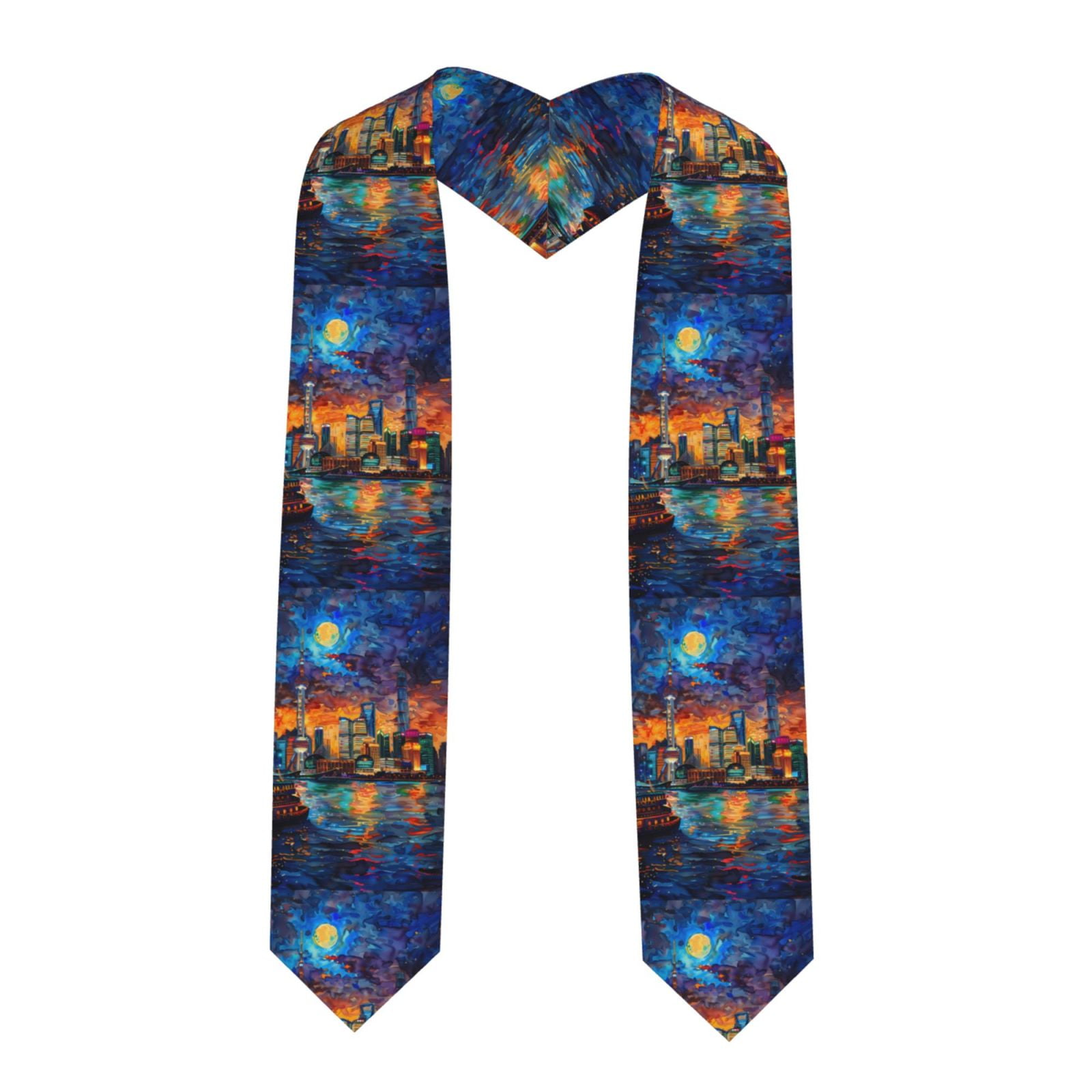 Balery Neon Shanghai Cityscape Night Pattern Graduation Shawl Stole ...