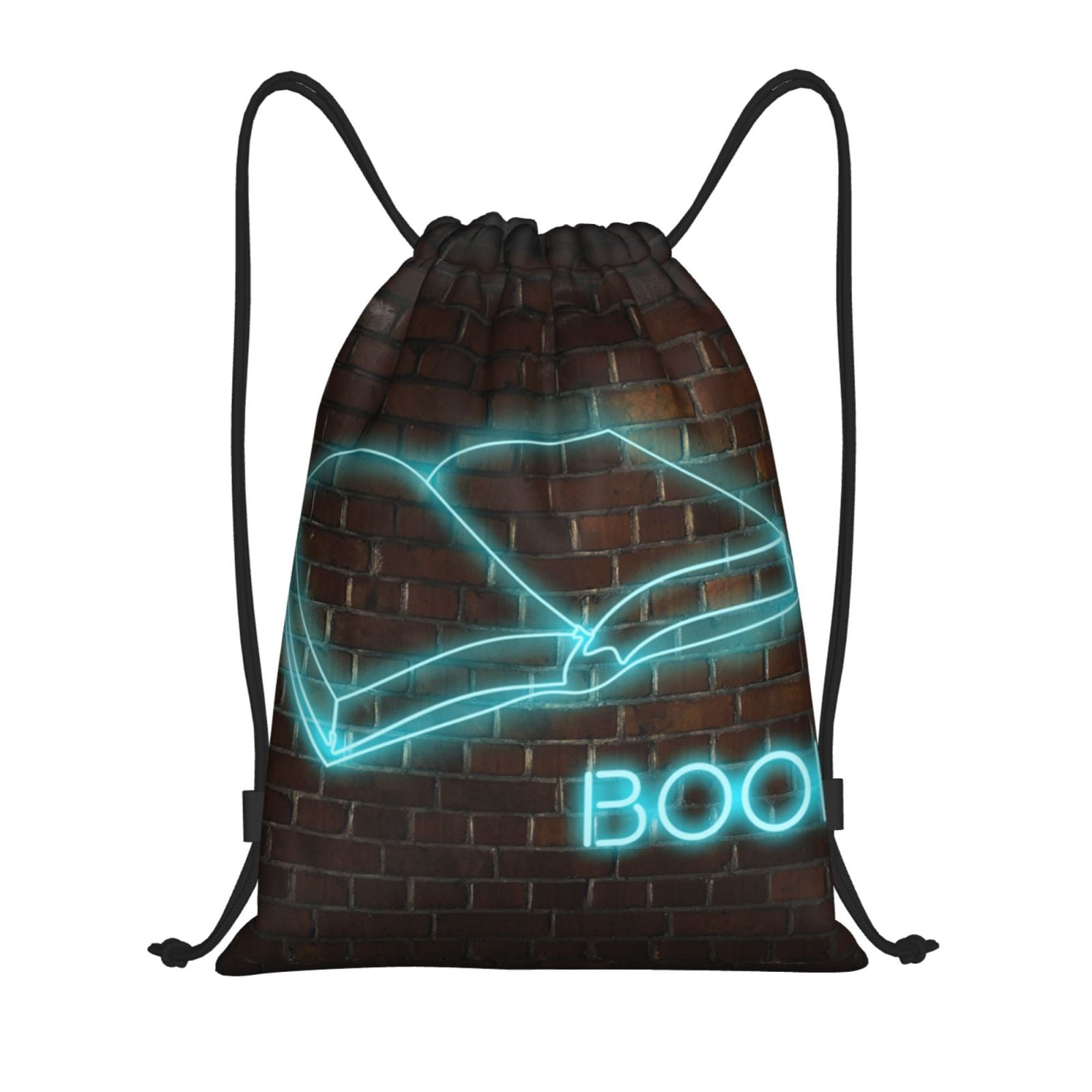 Balery Neon Sign For Books Pattern Drawstring Backpack Bag Sport Gym ...