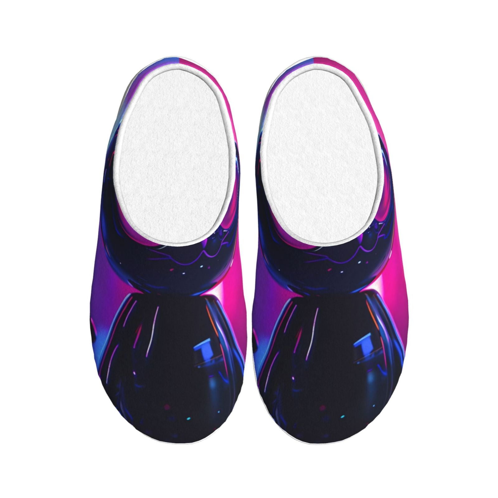Balery Neon Toy Cat Reflections Pattern Women's Fuzzy Memory Foam ...