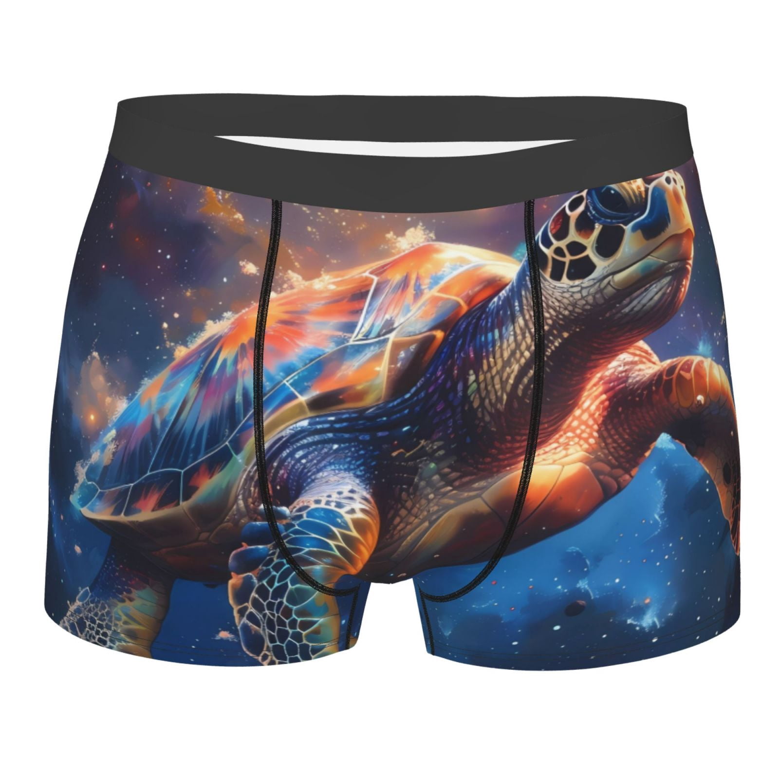 Balery Night Sky Turtle Men's Boxer Briefs, Soft and Breathable Cotton Underwear with nylon ...