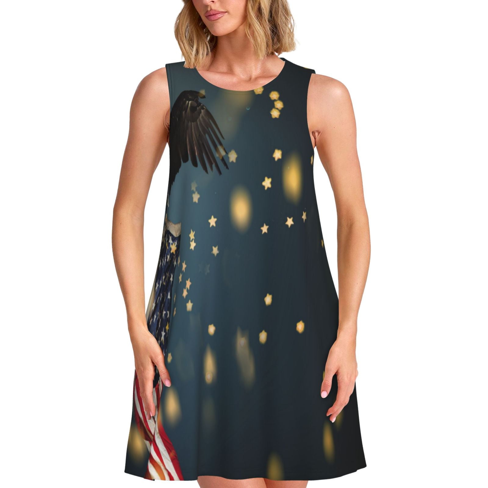 Balery North American Bald Eagle Pattern Women’s Summer Dresses – Loose ...