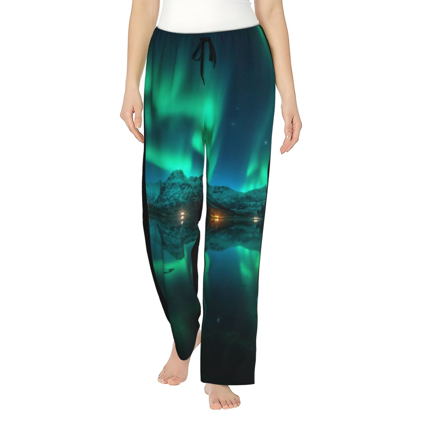 Balery Northern Lights print Women's Pajama Pants,Ultra Lightweight Pjs ...