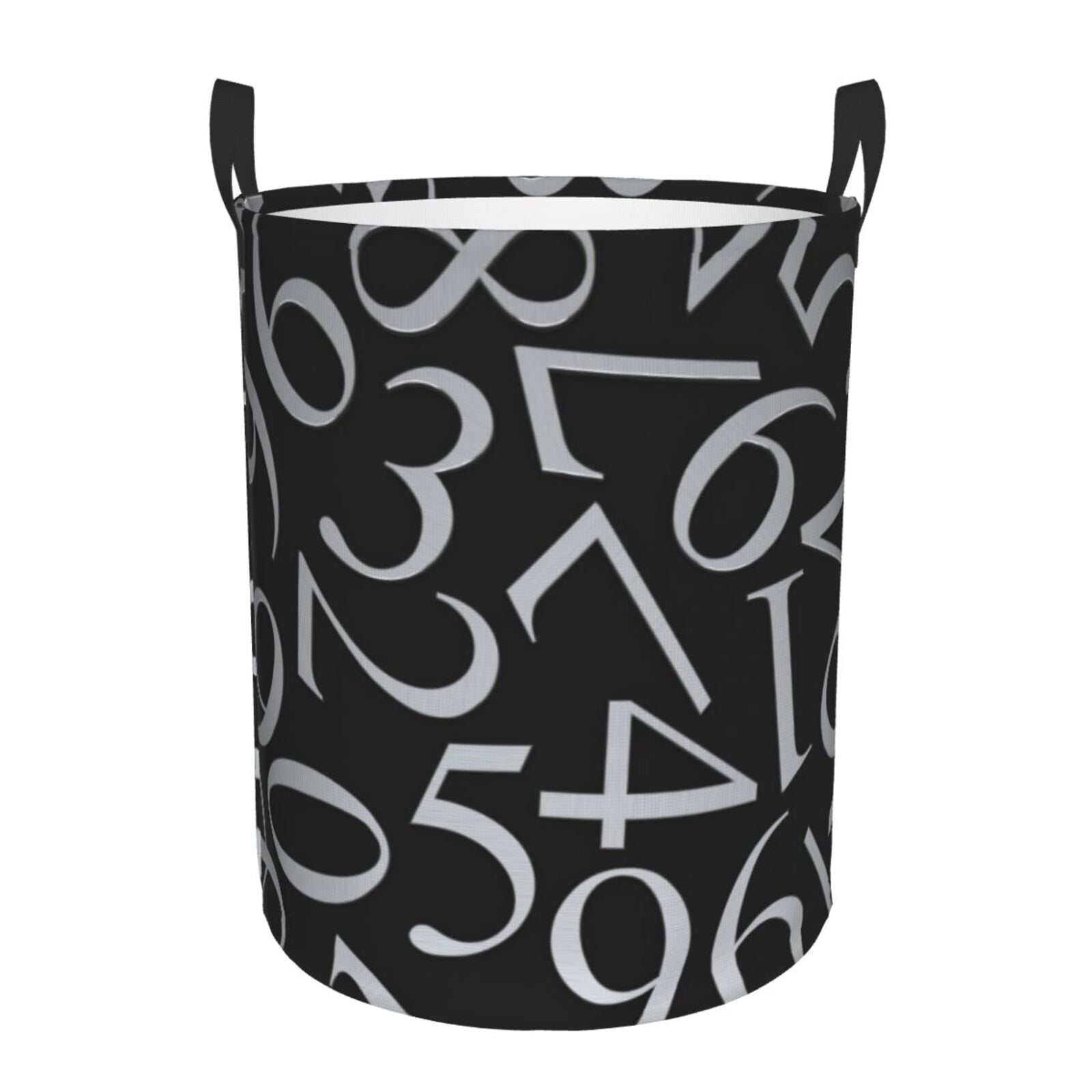 Balery Numbers Round Laundry Basket with Handles Waterproof ...