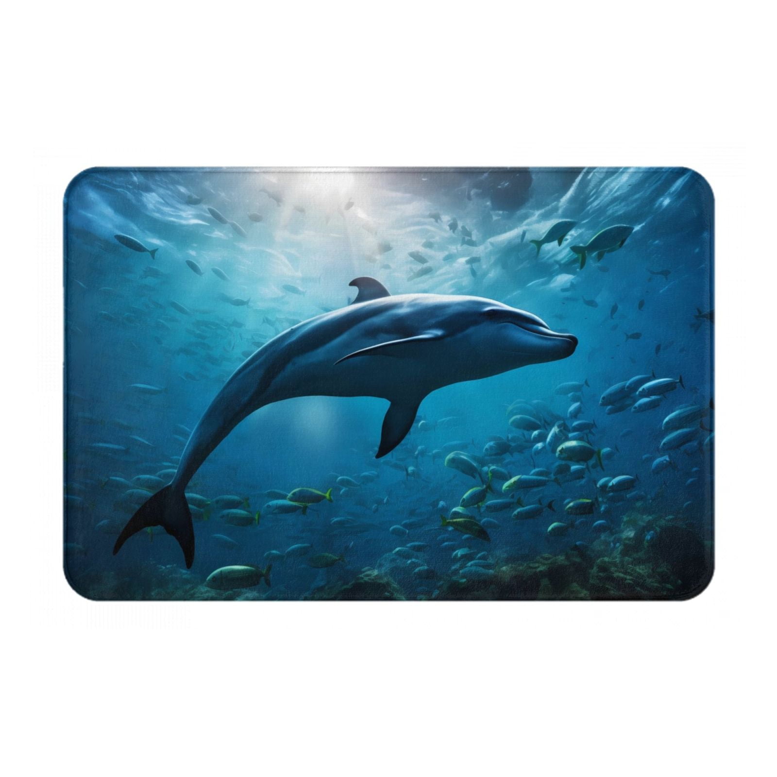Balery Ocean Dolphin Fish School Doormat, Durable Flannel Fabric ...