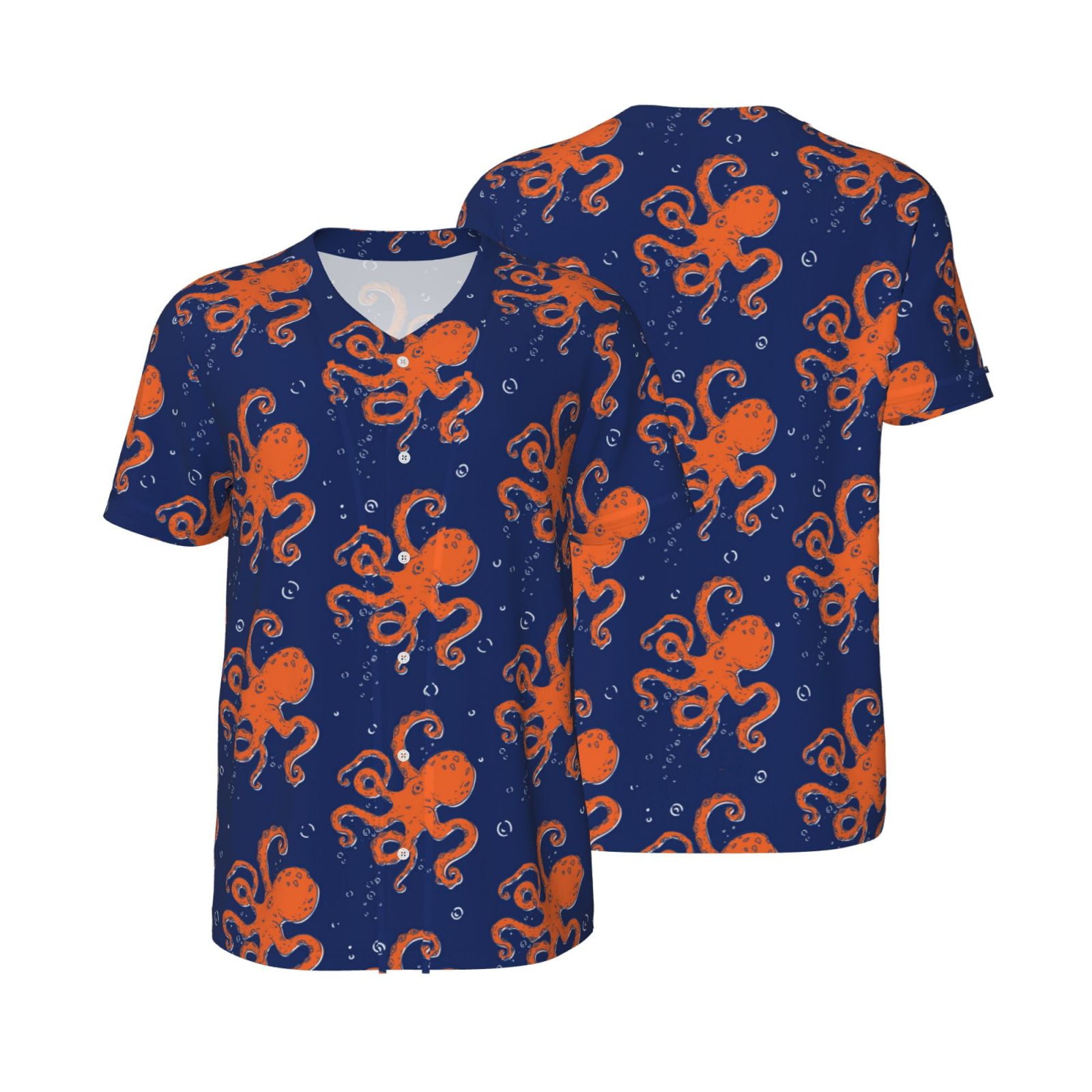 Balery Octopus Baseball Jersey for Men Casual Button Down Shirts Short ...