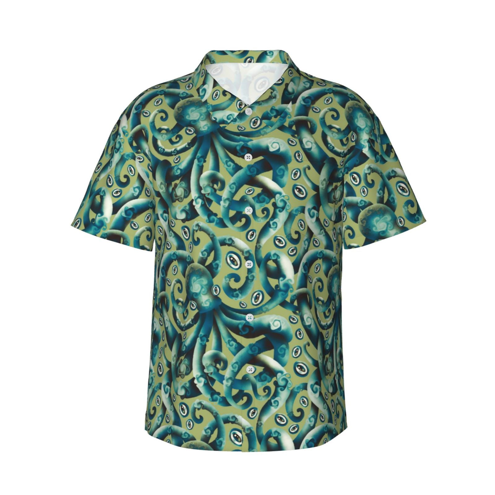 Balery Octopus Print Men's Hawaiian Shirts Short Sleeve Beach Shirt ...