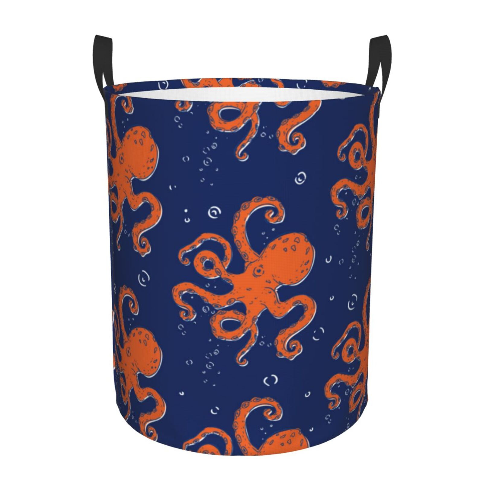 Balery Octopus Round Laundry Basket with Handles Waterproof ...