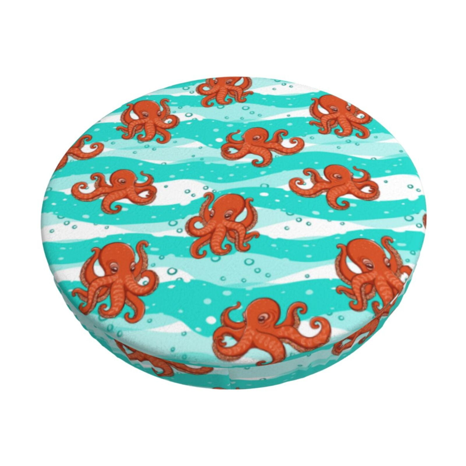 Balery Octopuses Round Bar Stool Seat Covers Velvet Fabric Adjustable ...