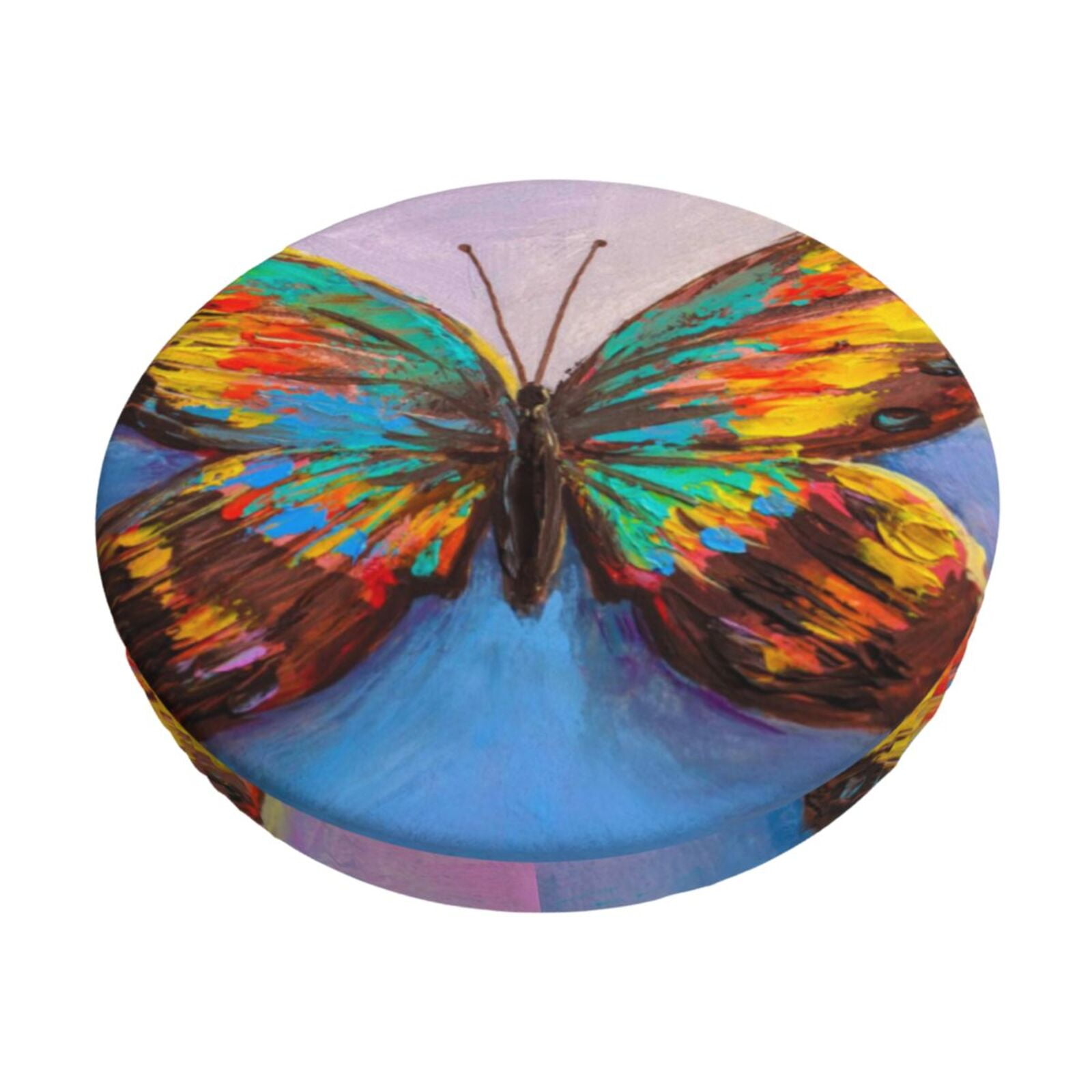 Balery Oil Painting Beautiful Butterfly Velvet Round Bar Chair Cushion ...