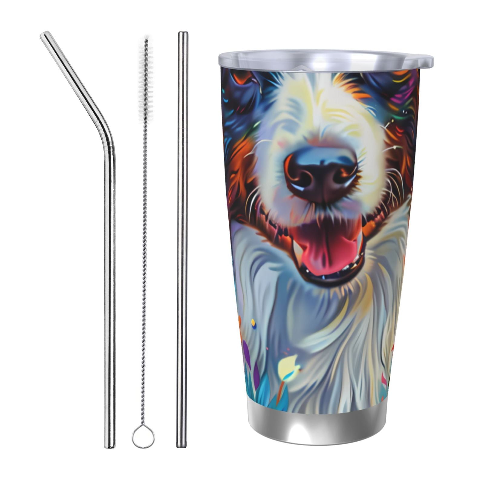 Balery Oil Painting Sunflower Puppy Pattern 20oz Insulated Car Cup with ...