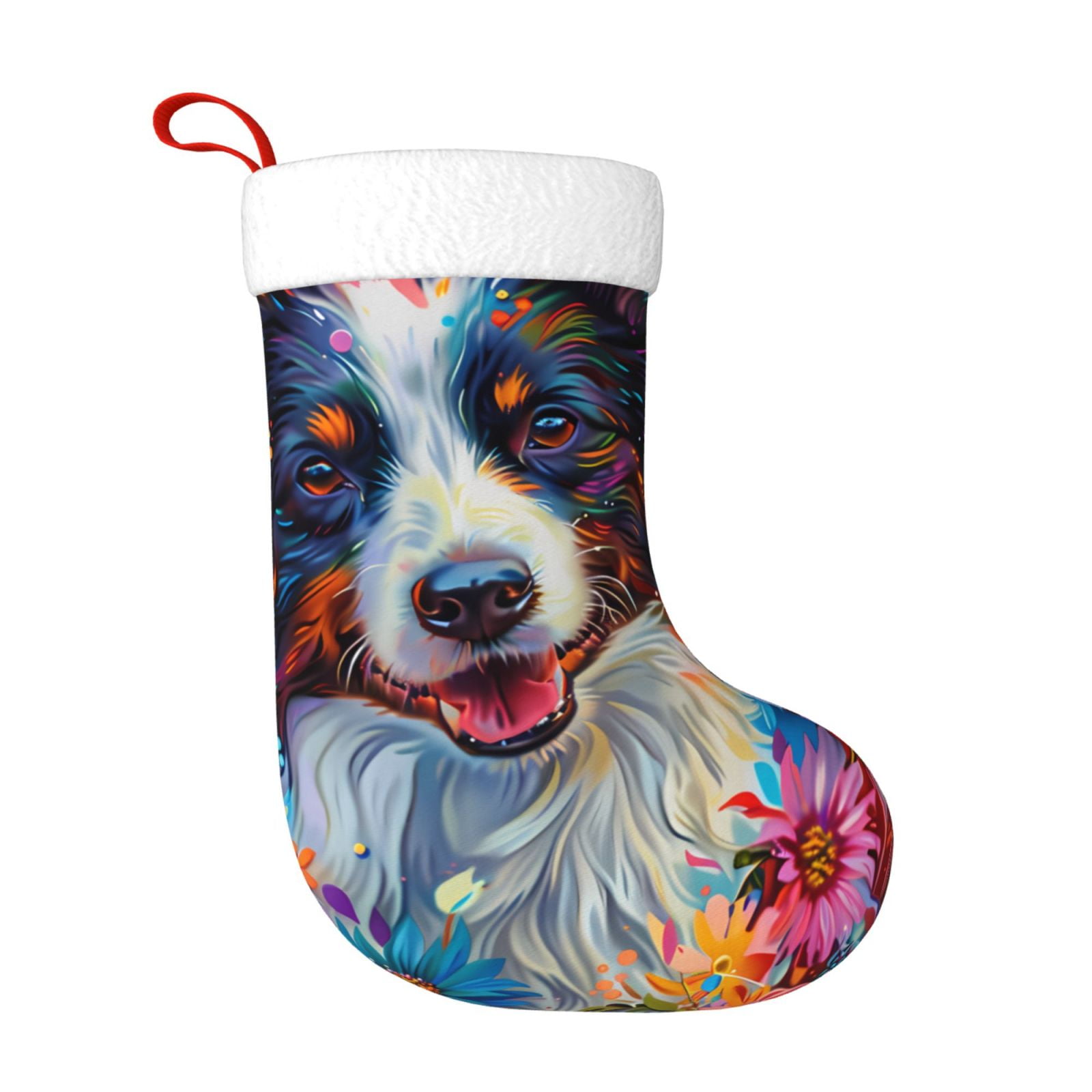 Balery Oil Painting Sunflower Puppy Pattern Christmas Stockings with ...
