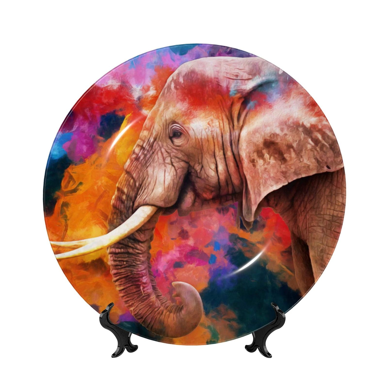 Balery Oil Paintings of Elephants Print Bone China Decorative Plate ...