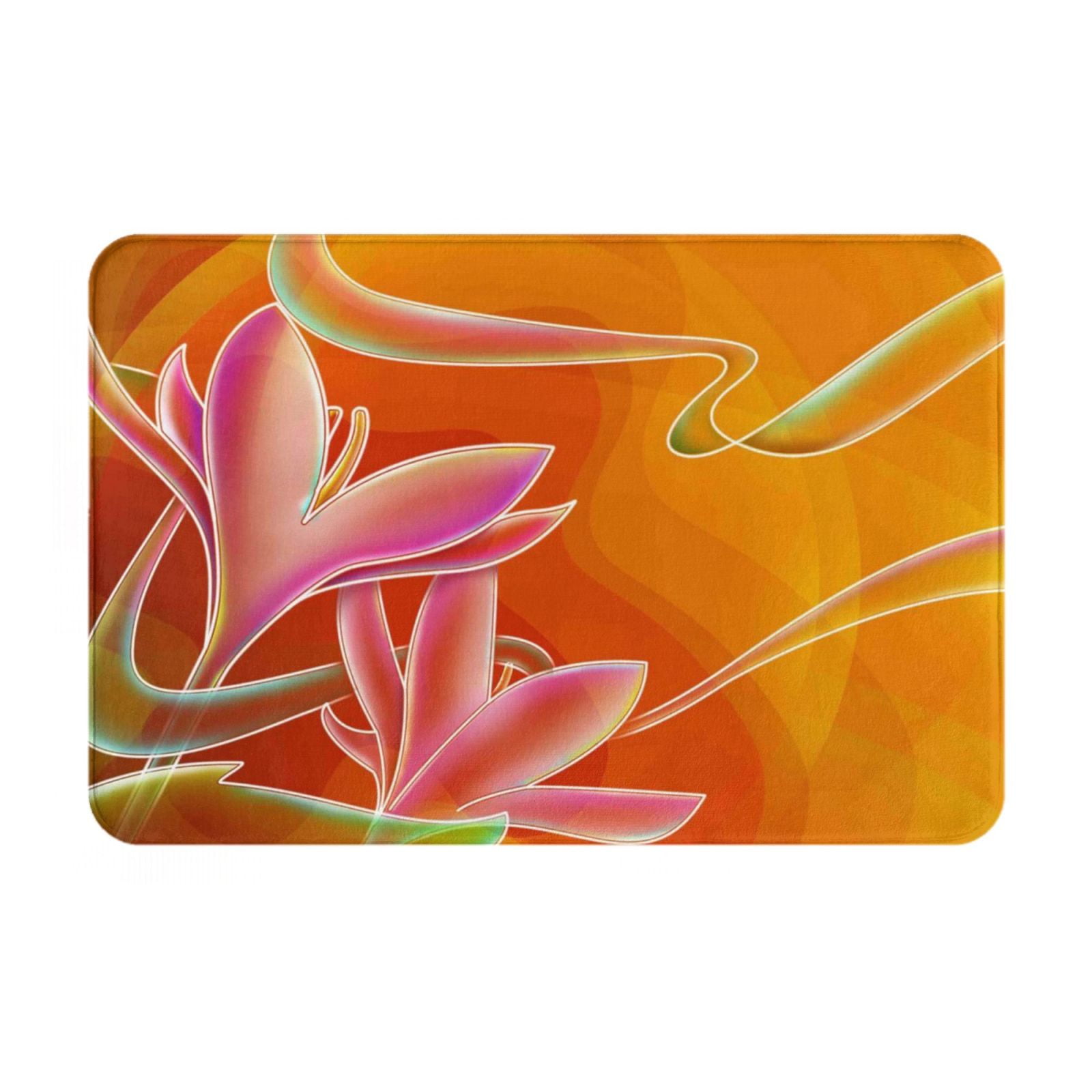 Balery Orange Flower Psychedelic Doormat, Durable Flannel Fabric ...