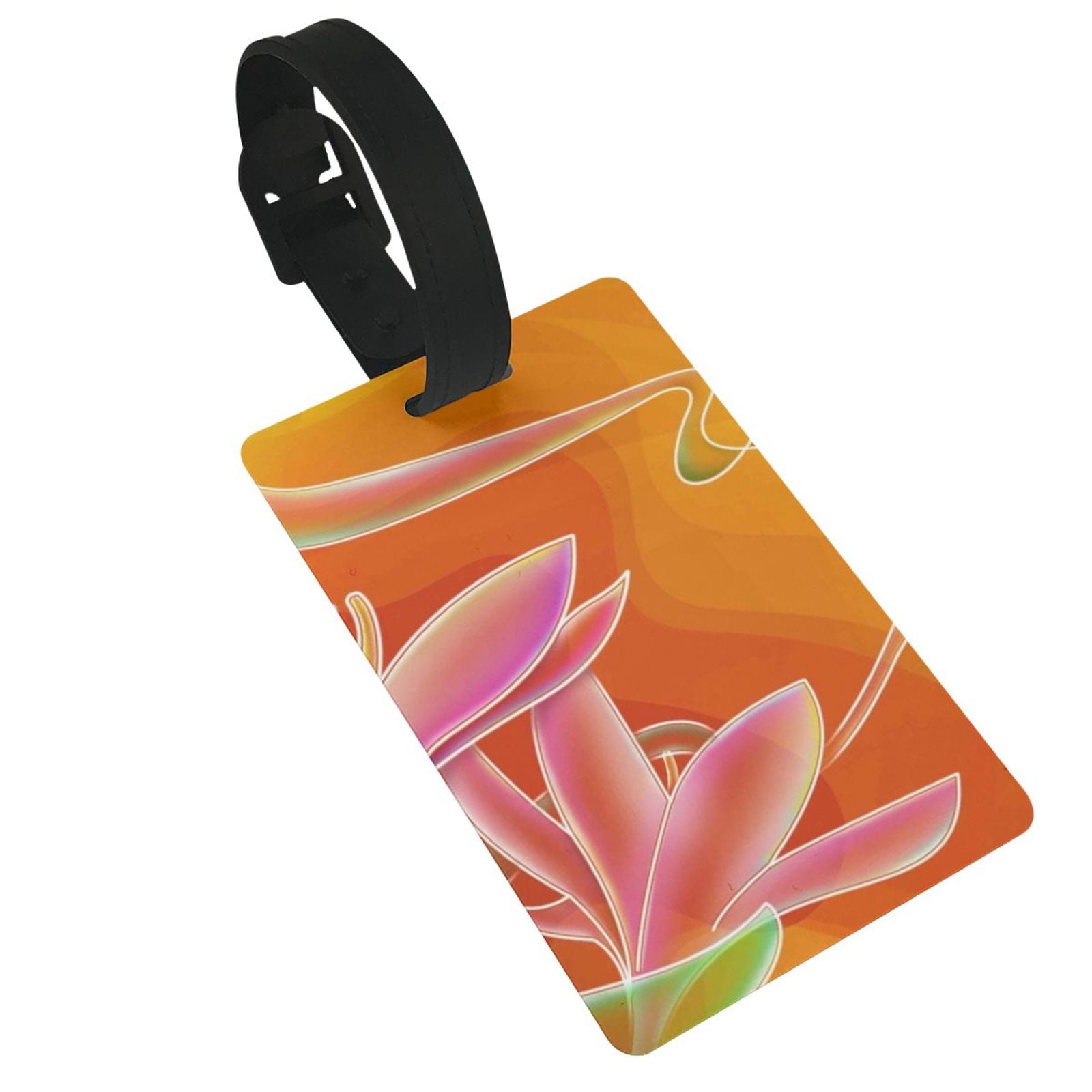 Balery Orange Flower Psychedelic Print Durable Luggage Tags with Secure ...