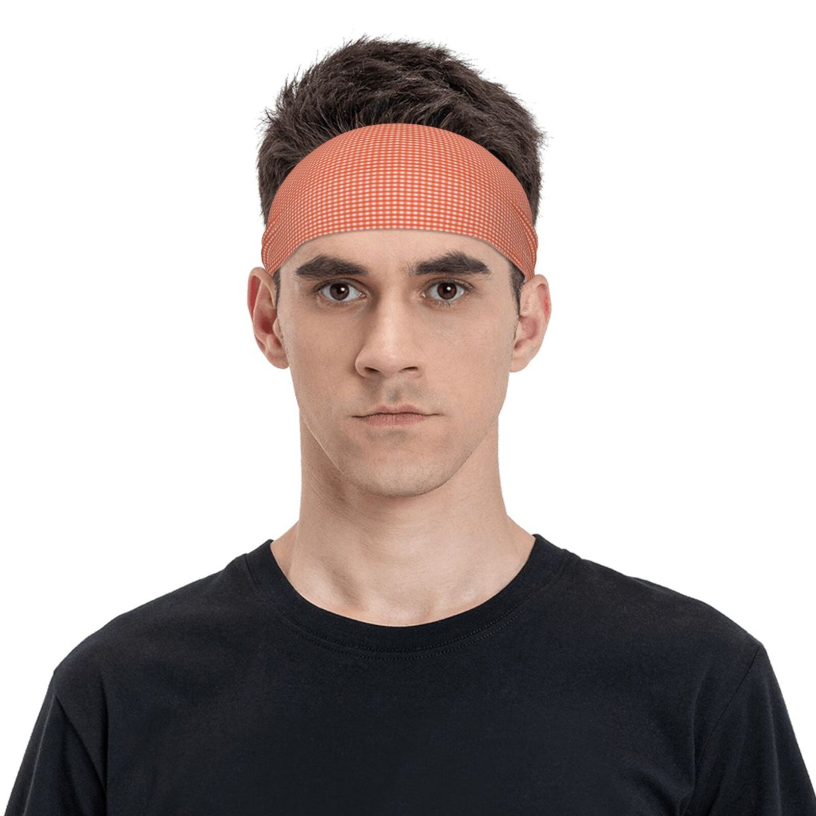 Balery Orange Gingham Sports Headbands for Men,Moisture Wicking Workout ...