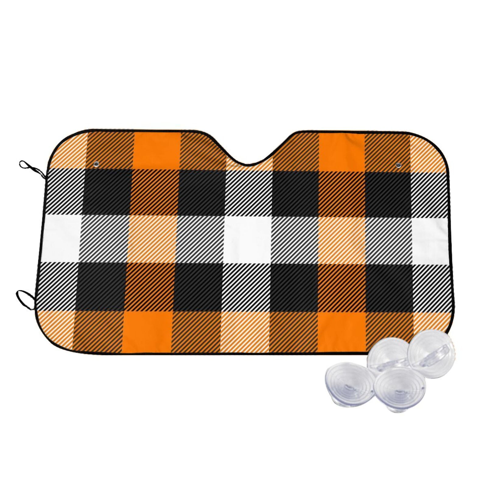 Balery Orange Plaid Windshield Sun Shade, Car Front Window Sunshade ...