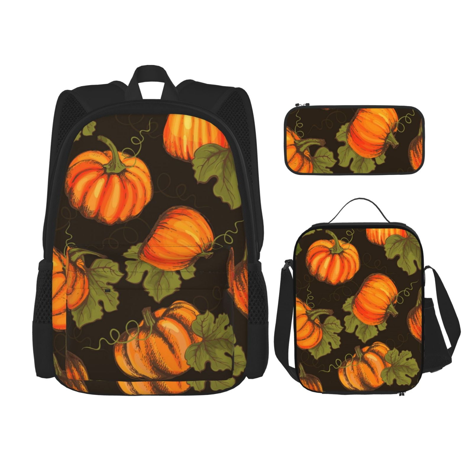 Balery Orange Pumpkin 3-in-1 School Bag Set for Kids - Durable Backpack ...